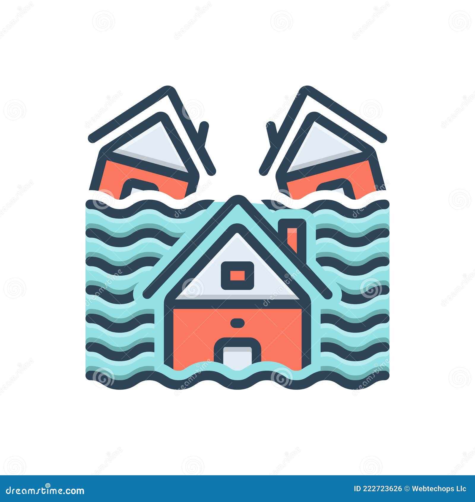 Color Illustration Icon for Influx, Inundation and Freshet Stock ...