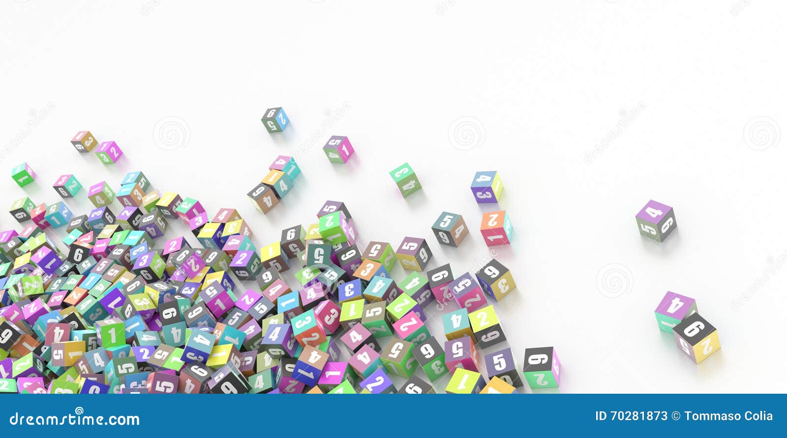 Infnite cubes with numbers stock illustration. Illustration of color ...
