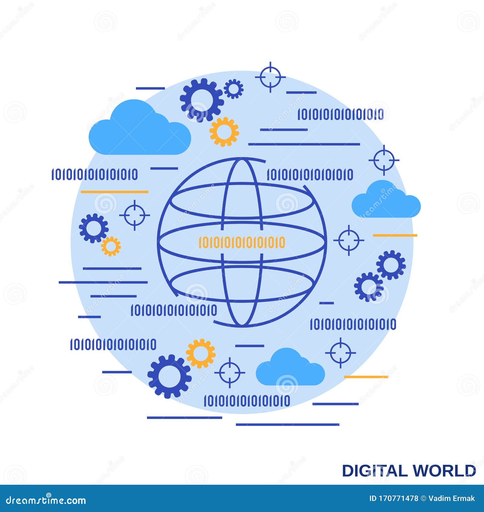 Digital World, Global Communications Vector Concept Stock Vector ...