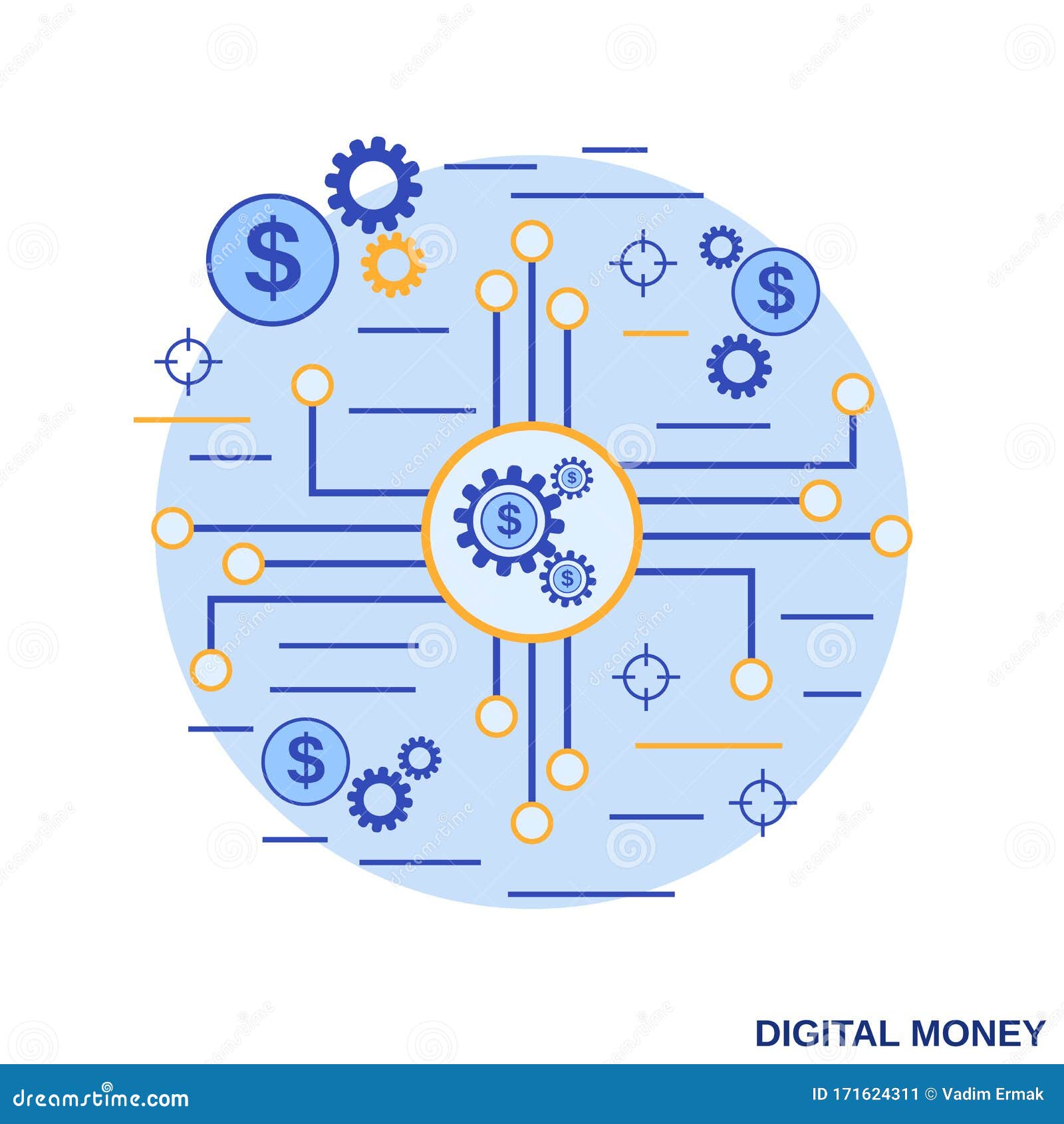 Digital Money Vector Concept Illustration Stock Vector - Illustration ...