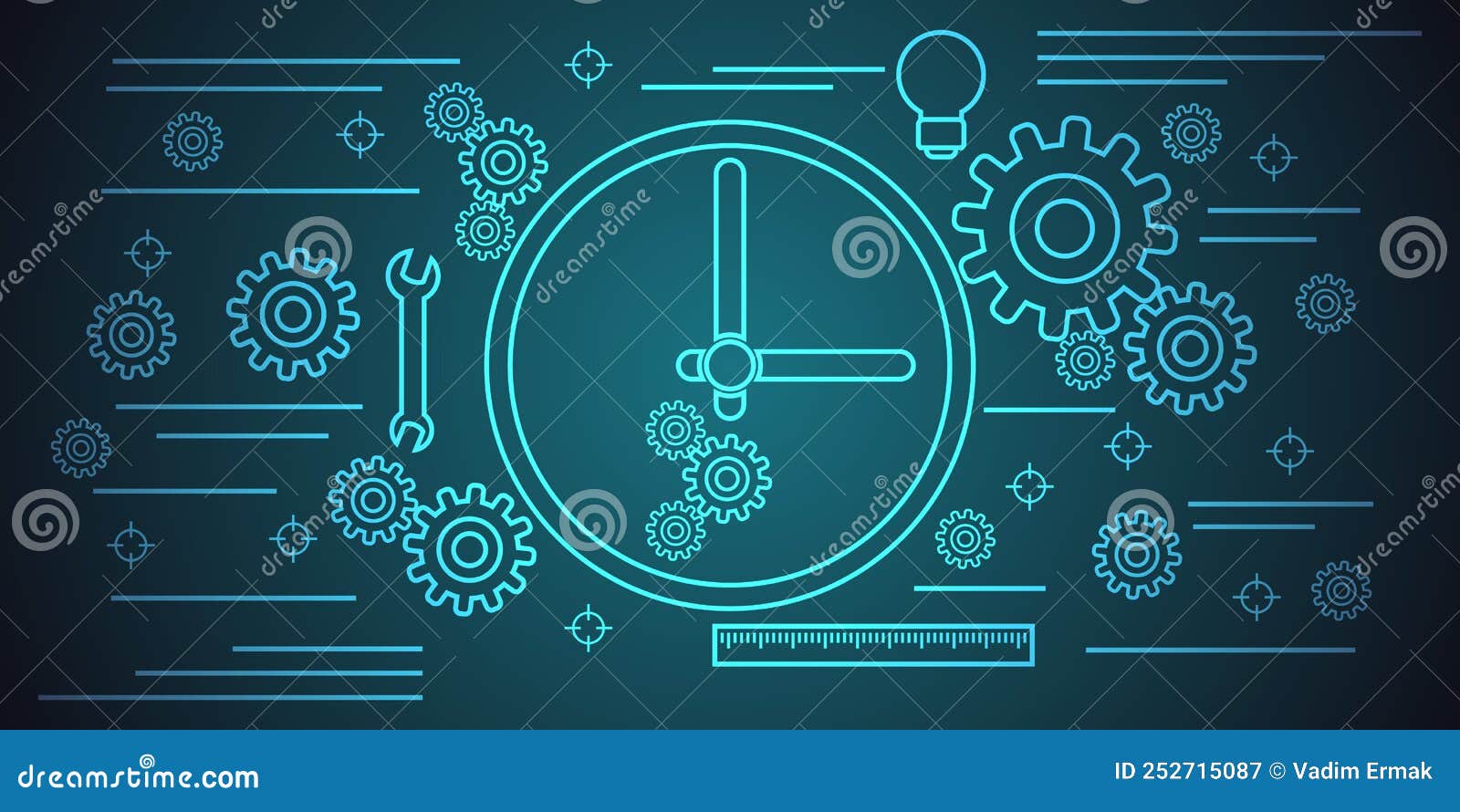 Time Control Thin Line Style Vector Concept Stock Vector - Illustration ...