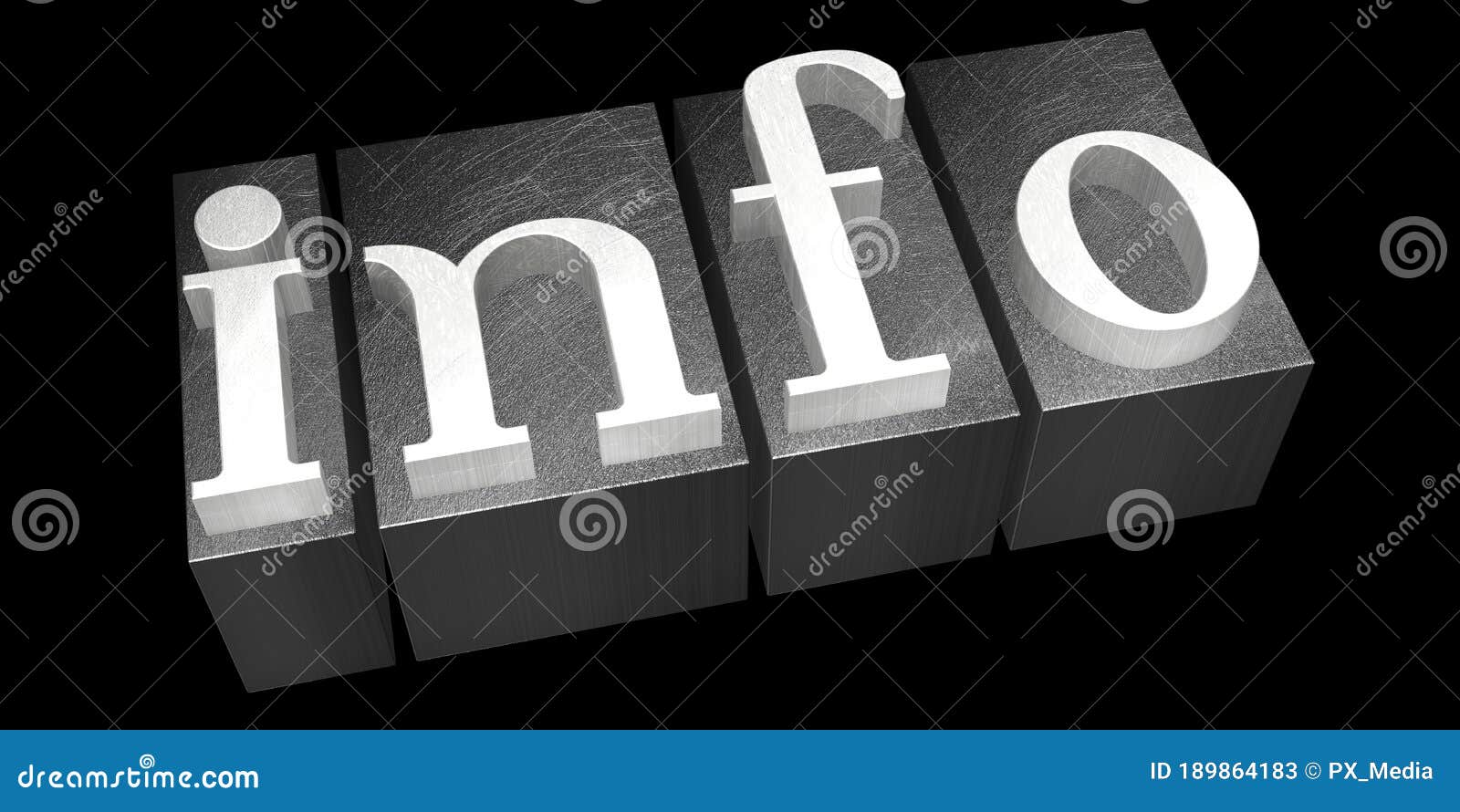 Info Concept - Silver Letterpress - 3D Illustration Stock Illustration ...