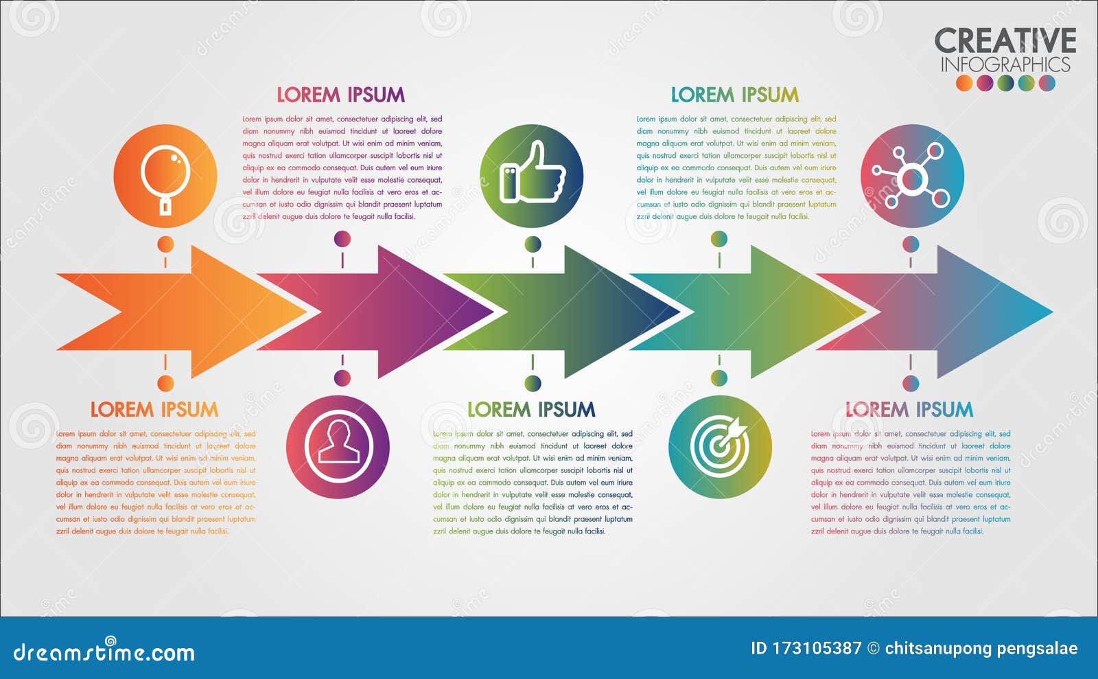 Vector Arrows 5 Steps Timeline Infographics Template Step by Step ...