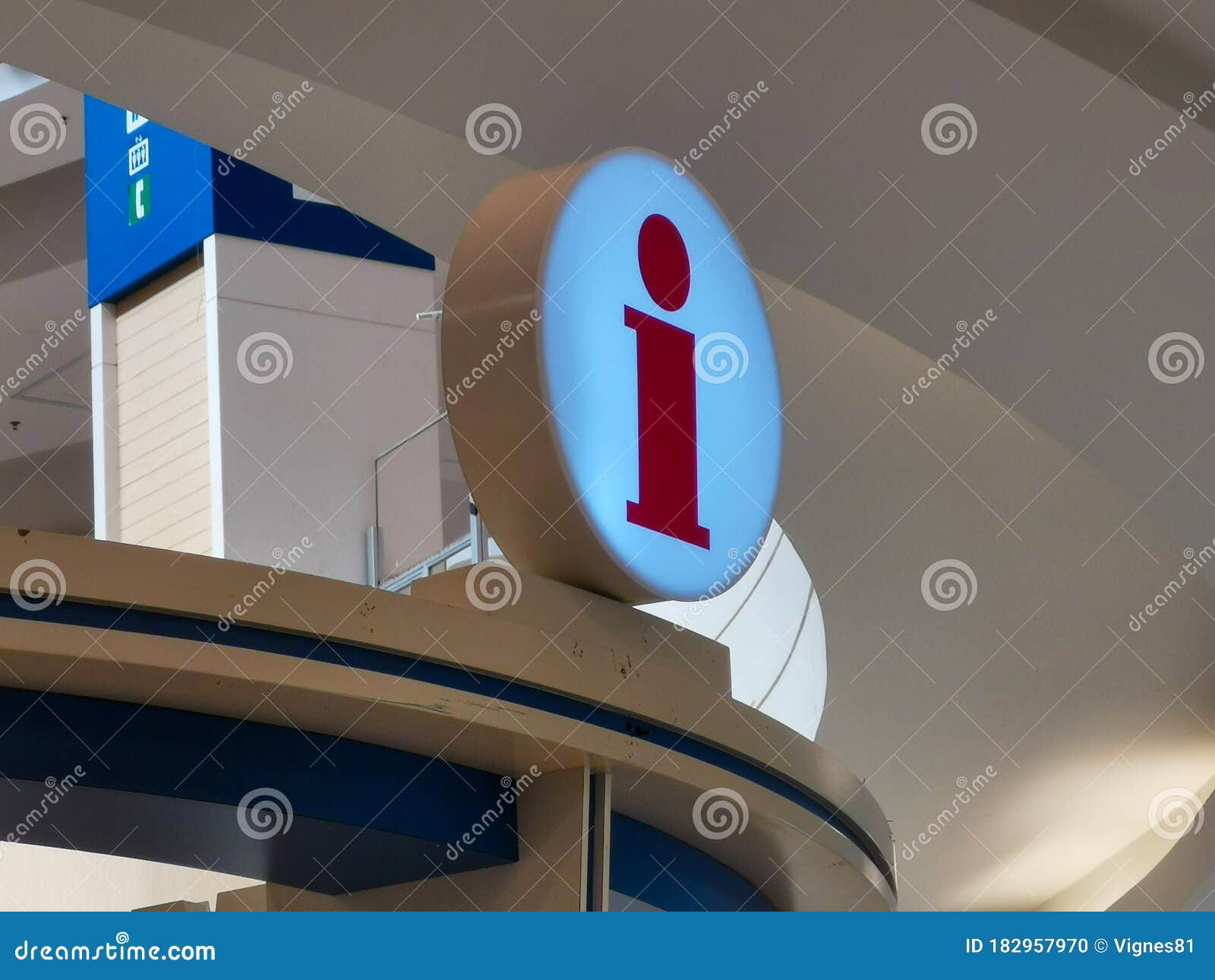 Info counter stock photo. Image of info, ceiling, banner - 182957970