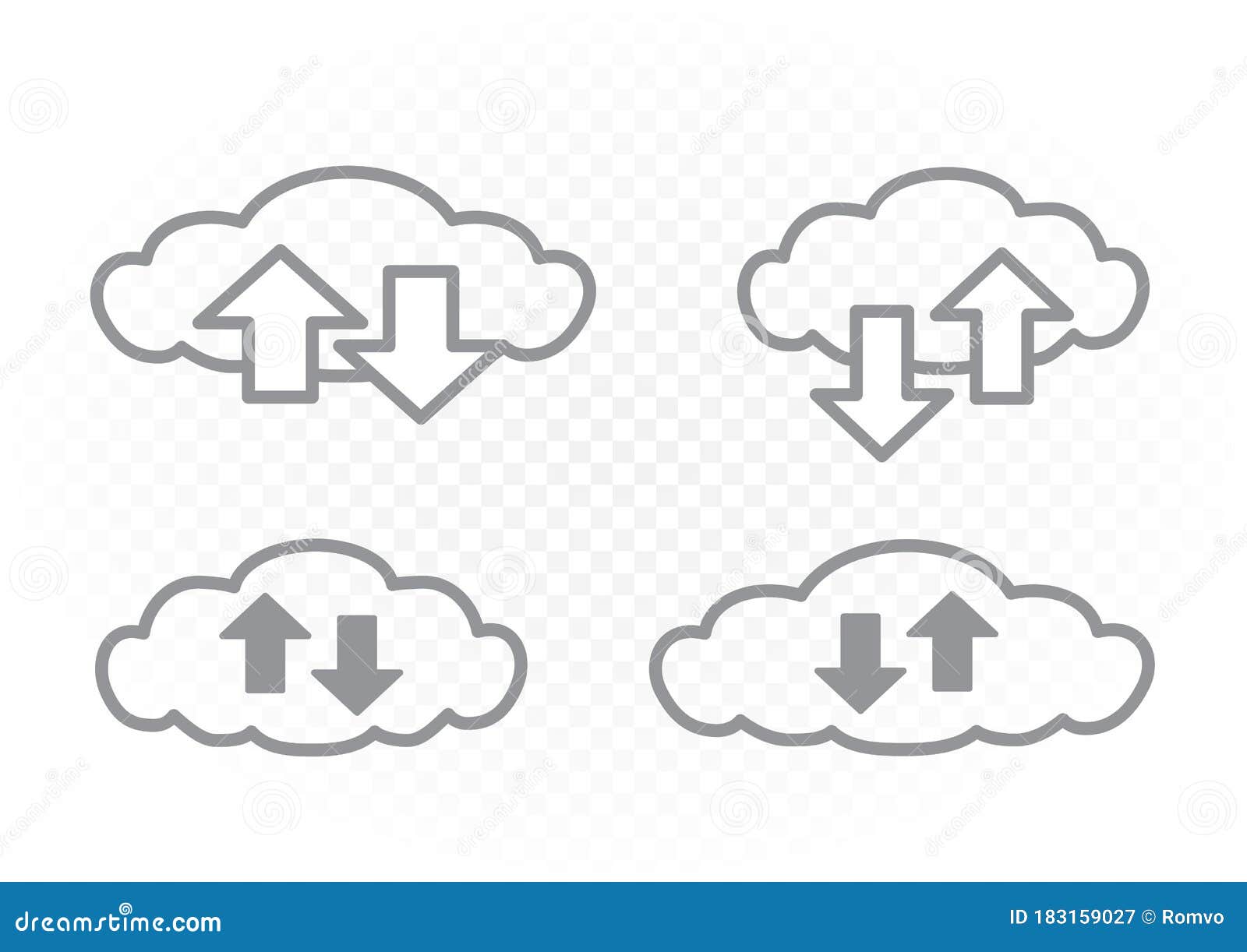 Info Exchange through Cloud Icon Set Stock Vector - Illustration of ...