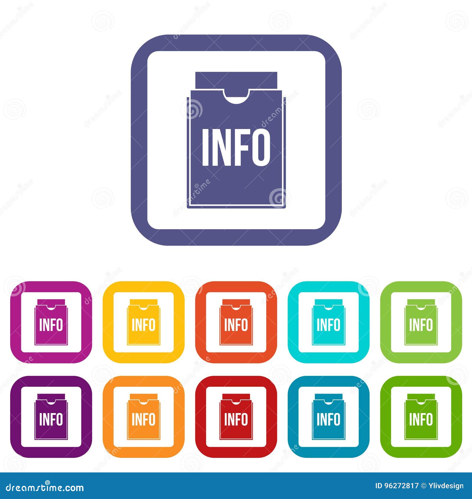 Info folder icons set flat stock vector. Illustration of file - 96272817