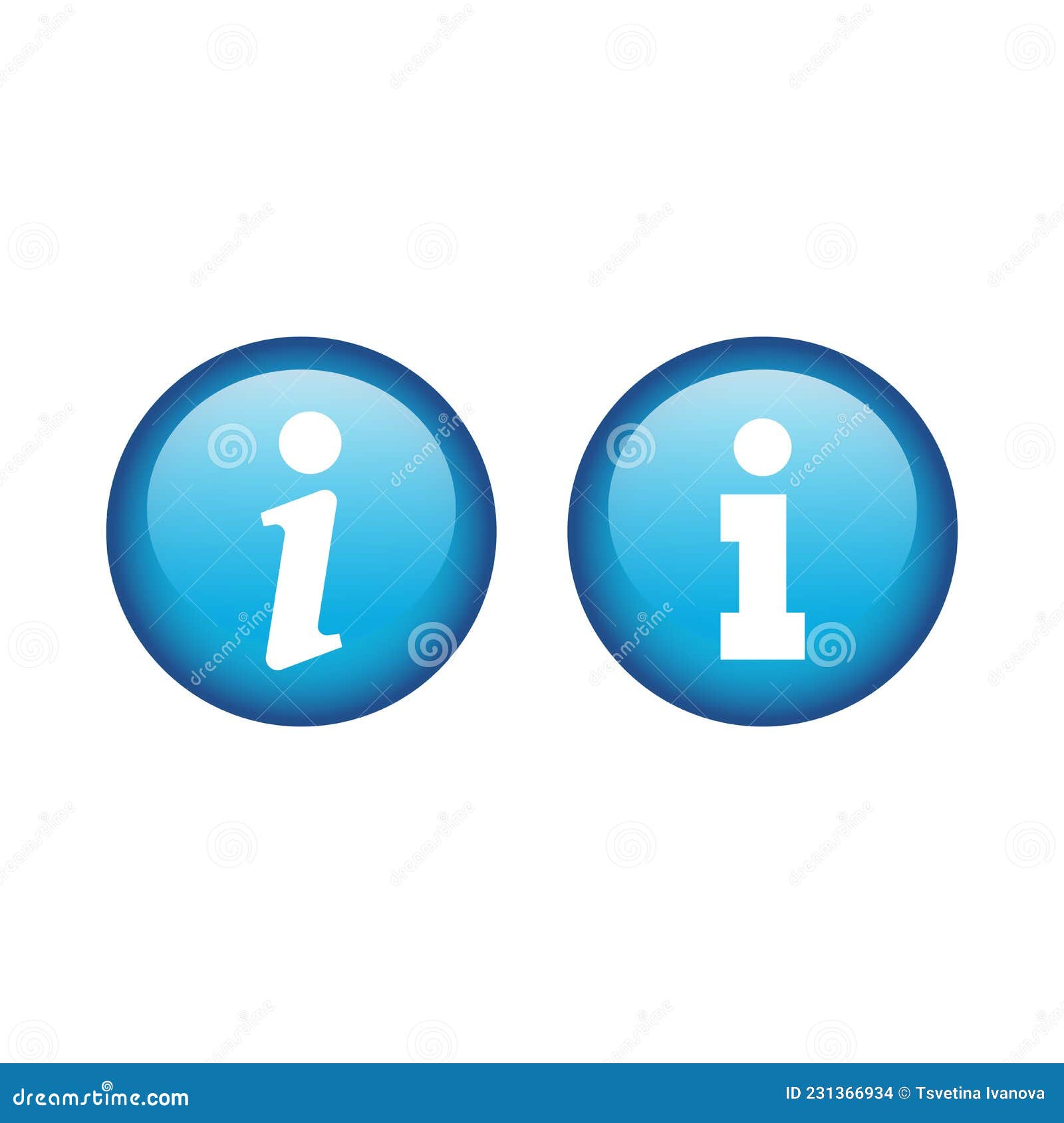 Info Glossy Vector Button Set. Blue Information or Help Icon Stock ...