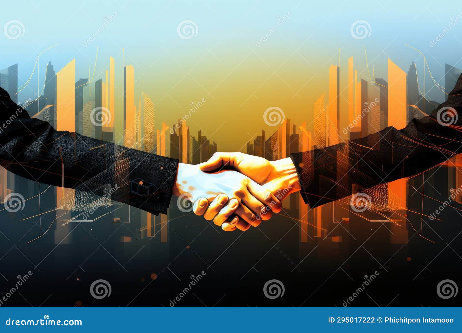 Info Graphic , a Business Man Shaking Hand, Generative AI Stock ...