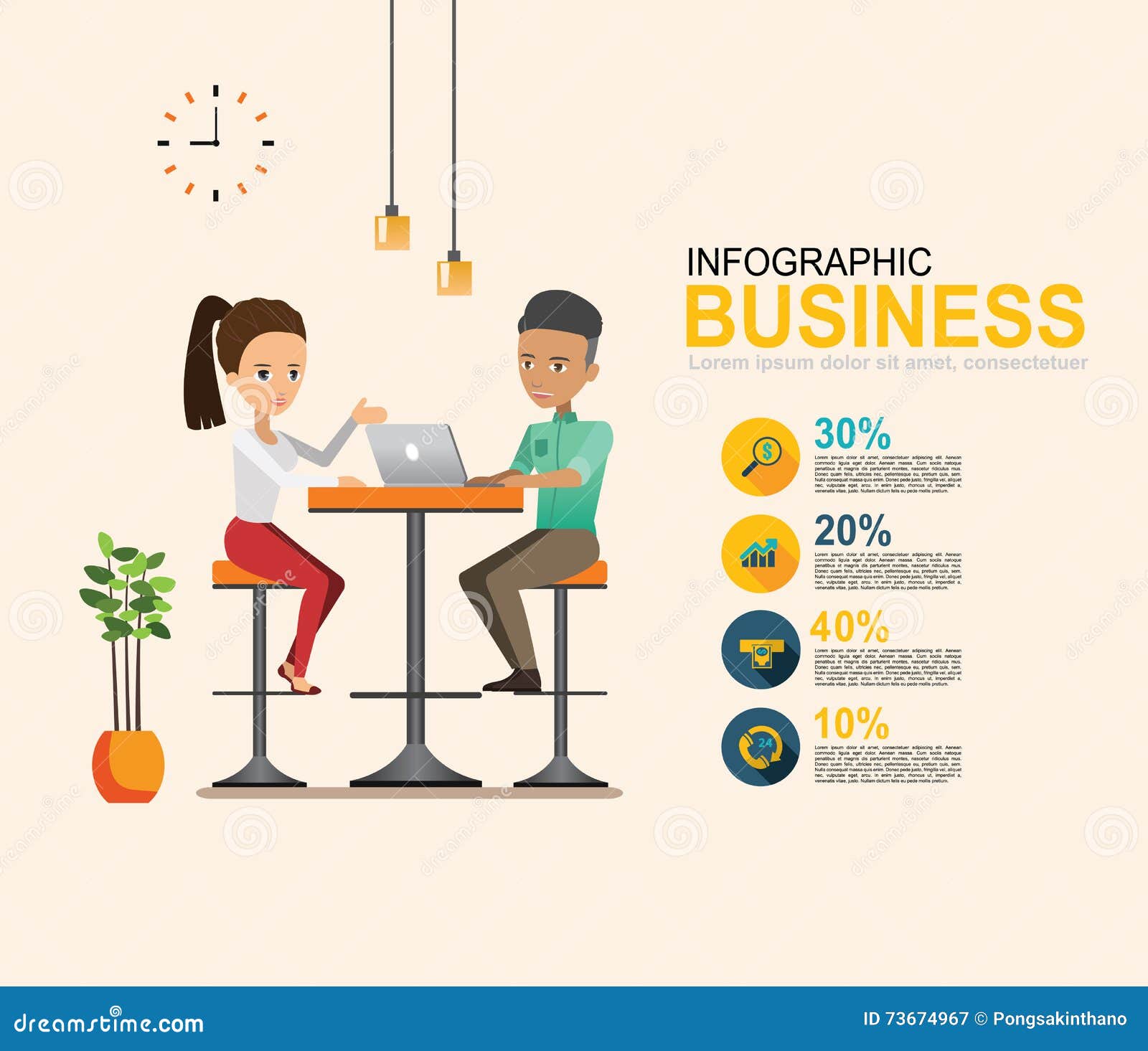 Info Graphic Business Meeting. Shared Working Environment Set 2 Stock ...