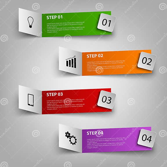 Info Graphic with Colored Paper Pointers Template Stock Vector ...