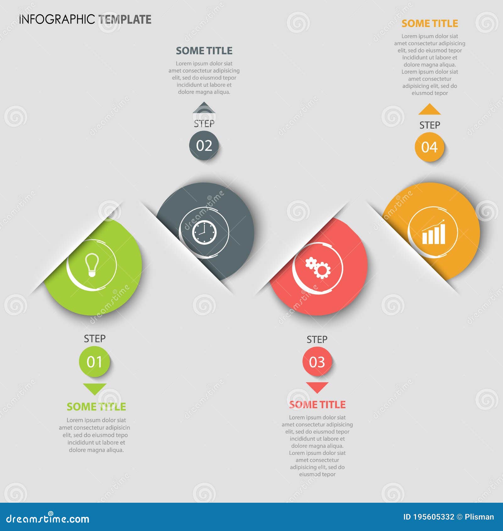 Info Graphic with Colored Round Tucked Pointers Template Stock Vector ...