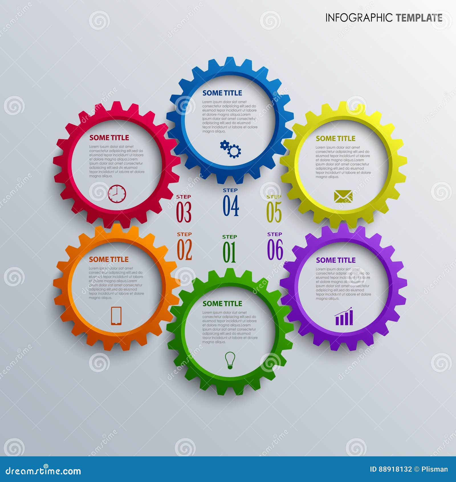 Info Graphic with Colorful Design Cogwheel Template Stock Vector ...