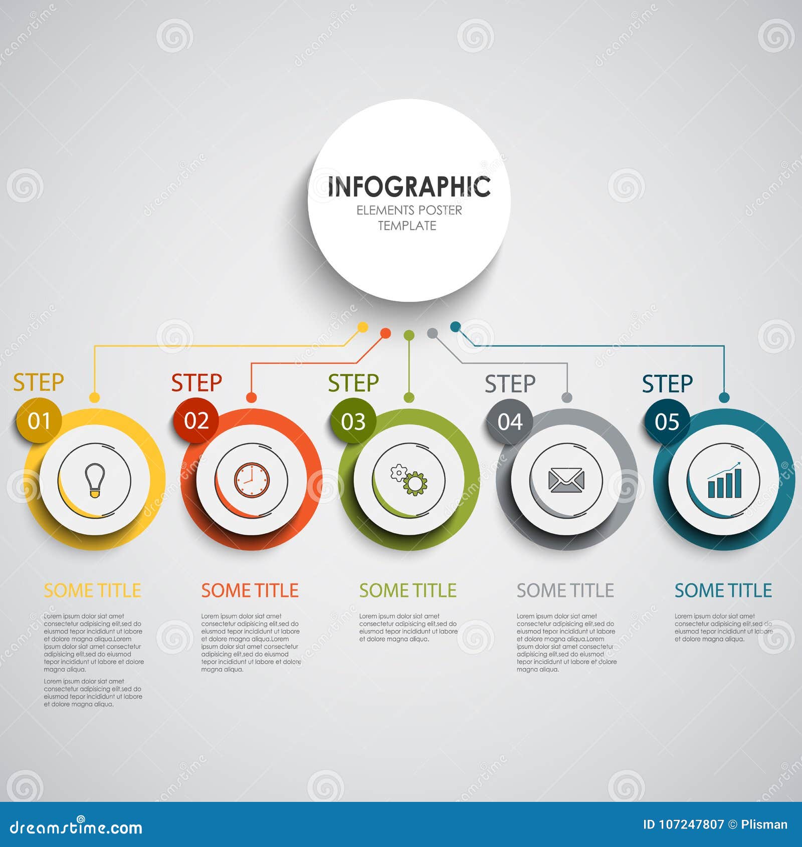 Info Graphic with Colorful Round Design Indicators in Line Stock Vector ...