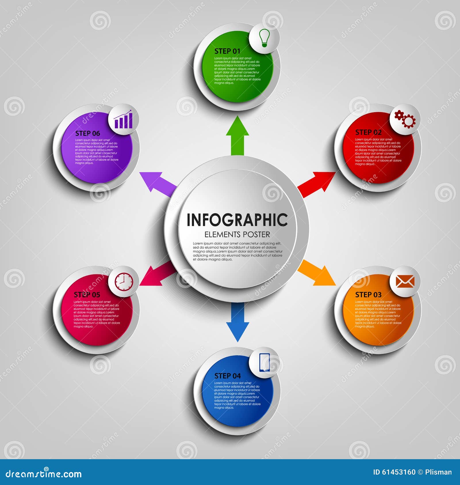 Info Graphic with Colorful Round Design Indicators Template Stock ...
