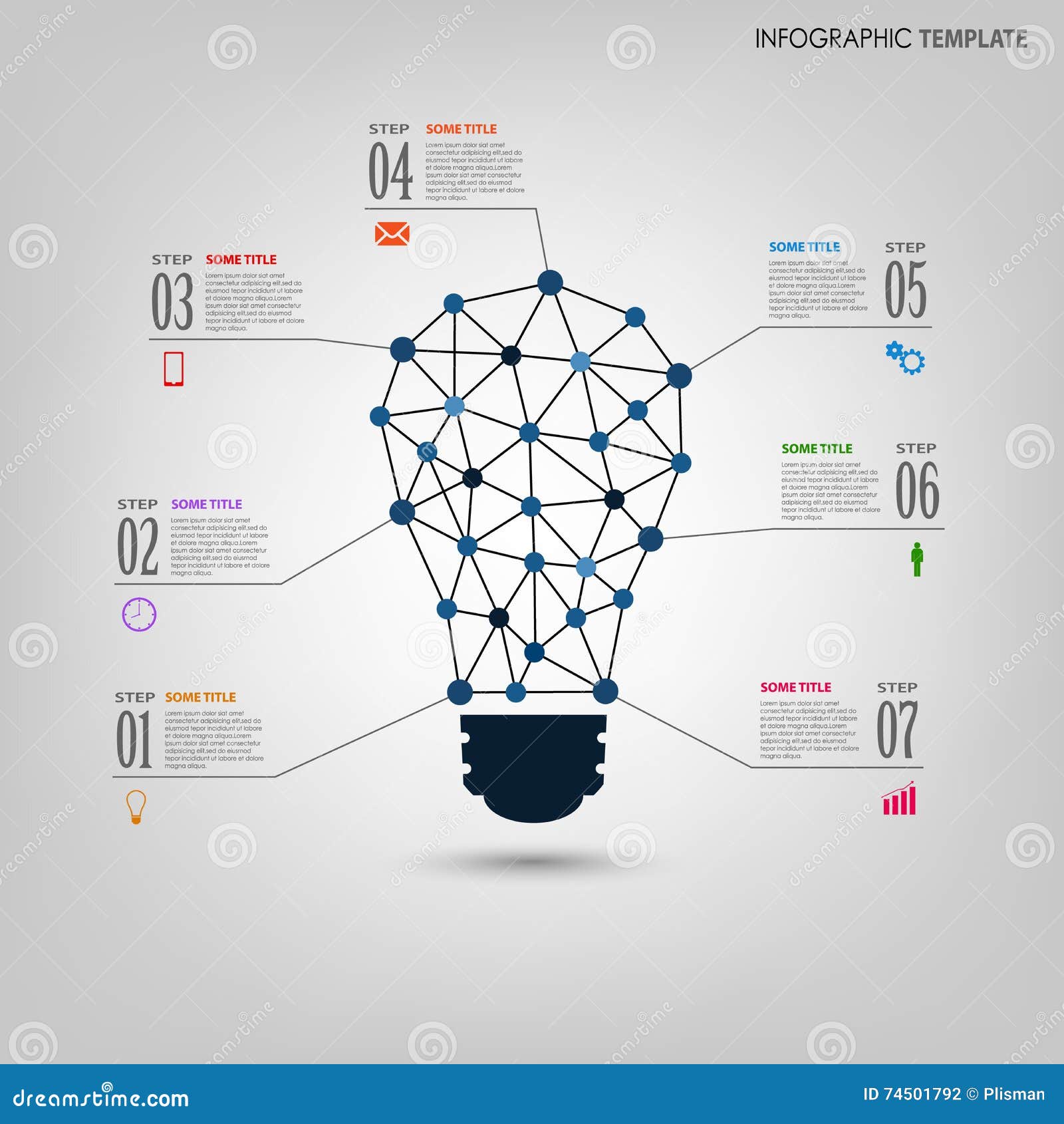 Info Graphic with Design Abstract Light Bulb Template Stock Vector ...