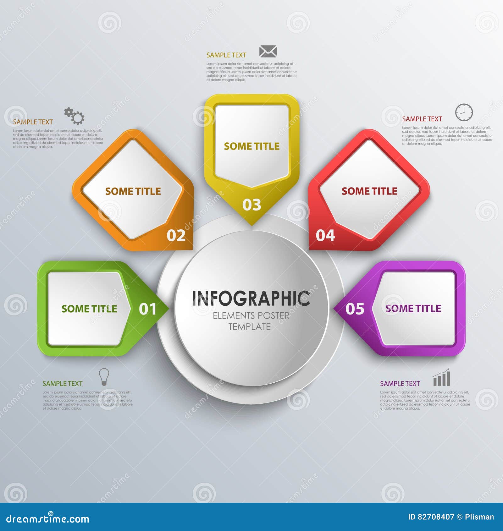 Info Graphic with Design Colorful Pointers Around Template Stock Vector ...