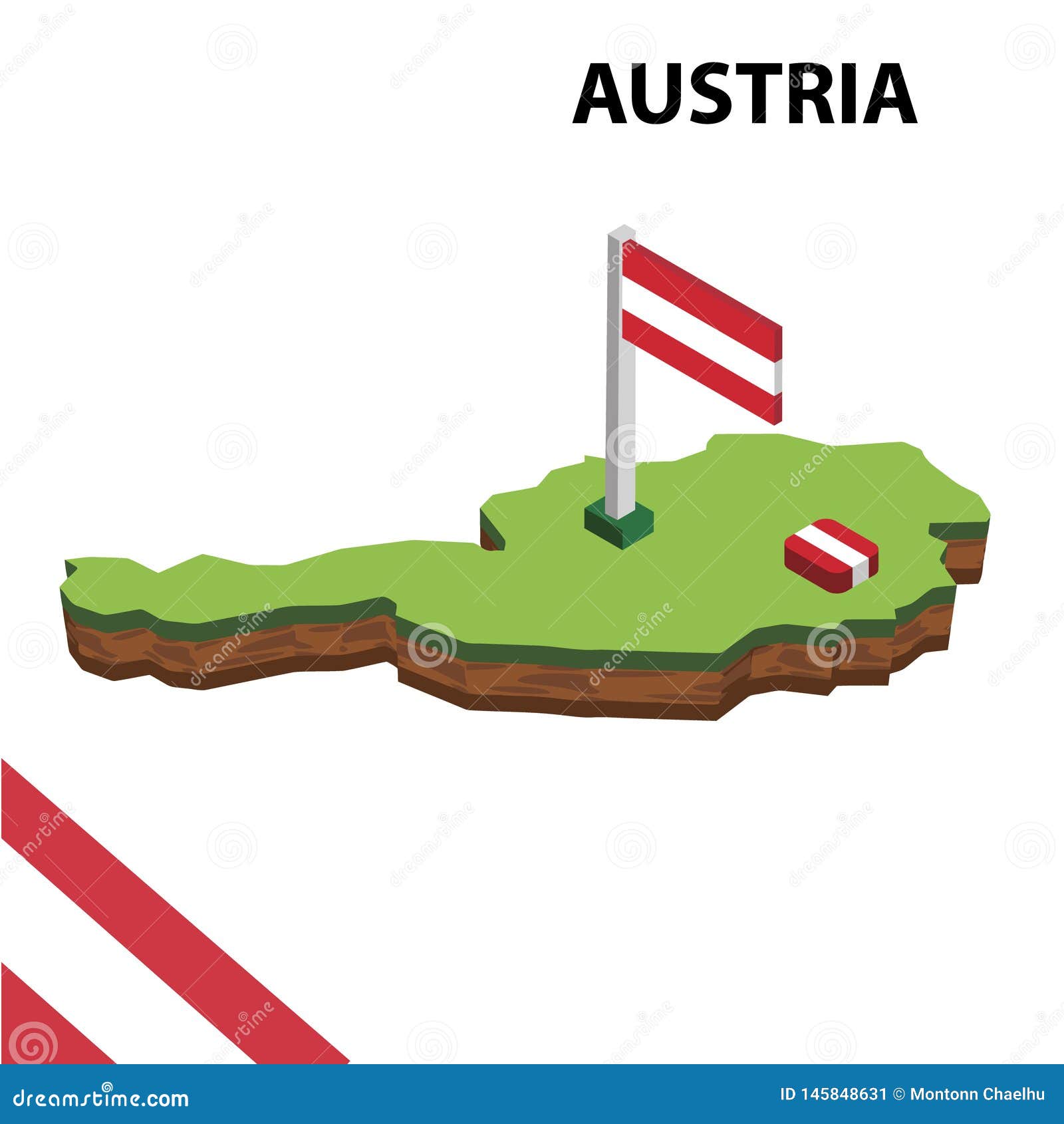Info Graphic Isometric Map and Flag of Austria. 3D Isometric Vector ...