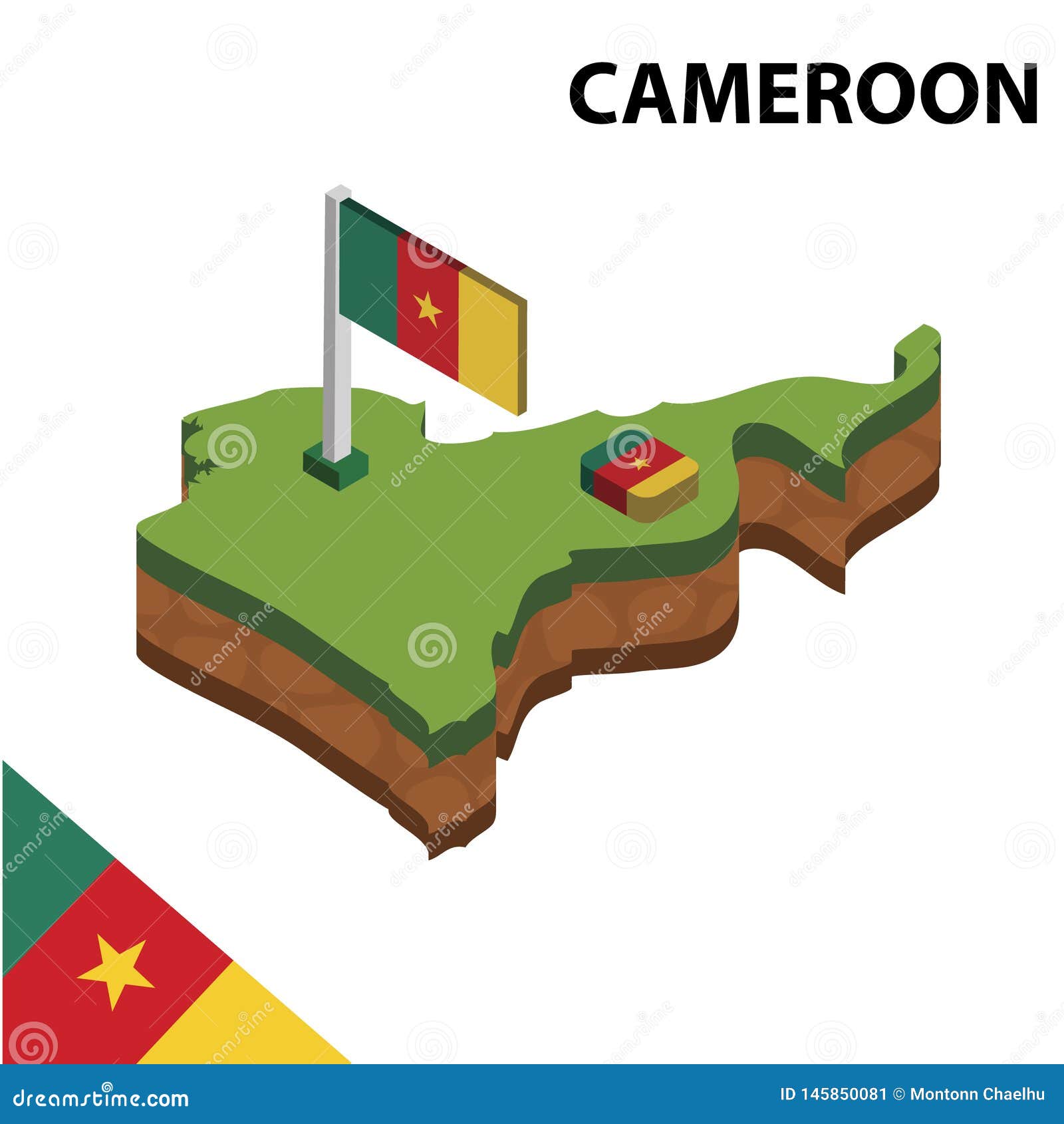 Info Graphic Isometric Map And Flag Of Cameroon 3d Isometric Vector