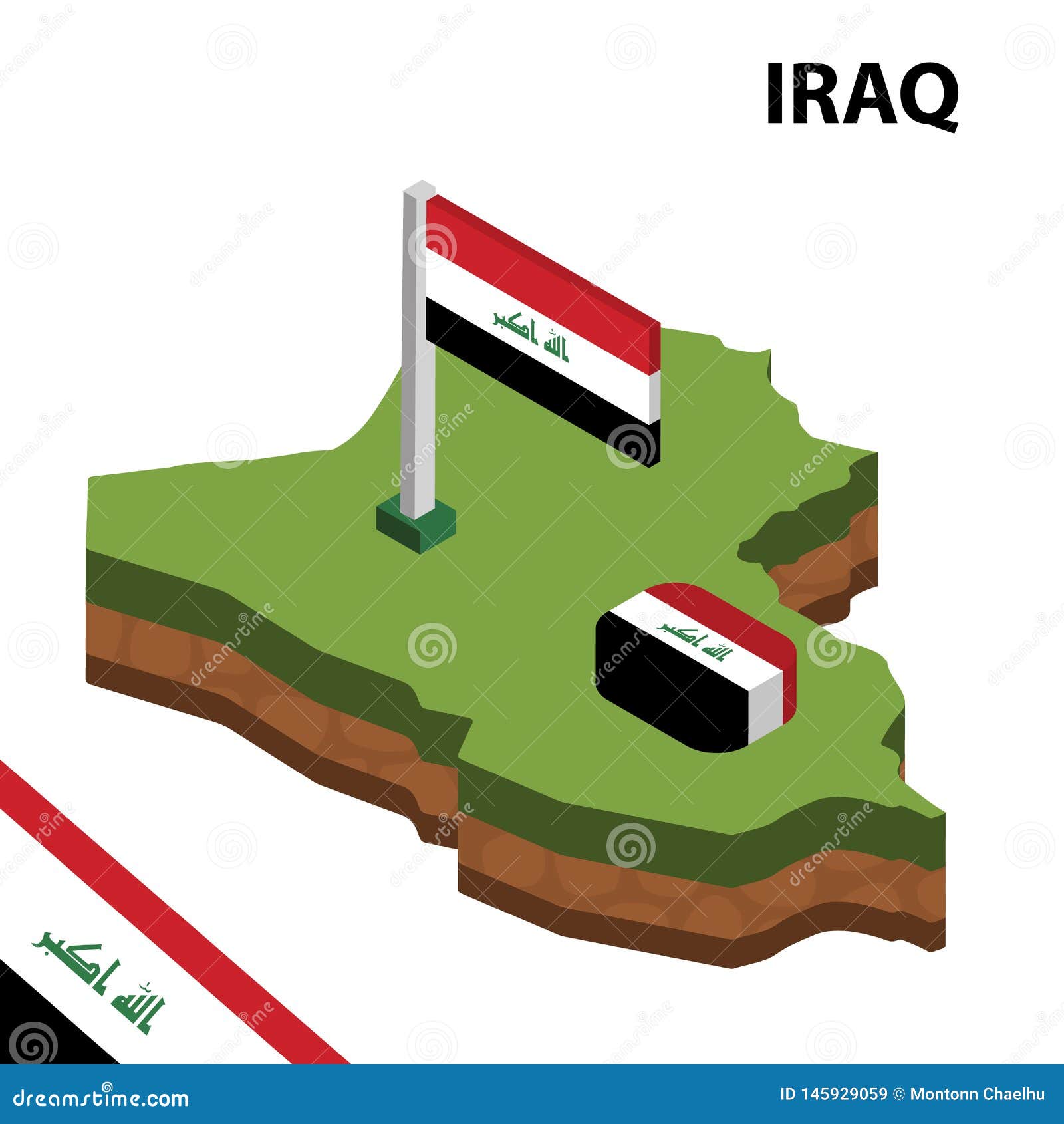 Info Graphic Isometric Map and Flag of IRAQ. 3D Isometric Vector ...