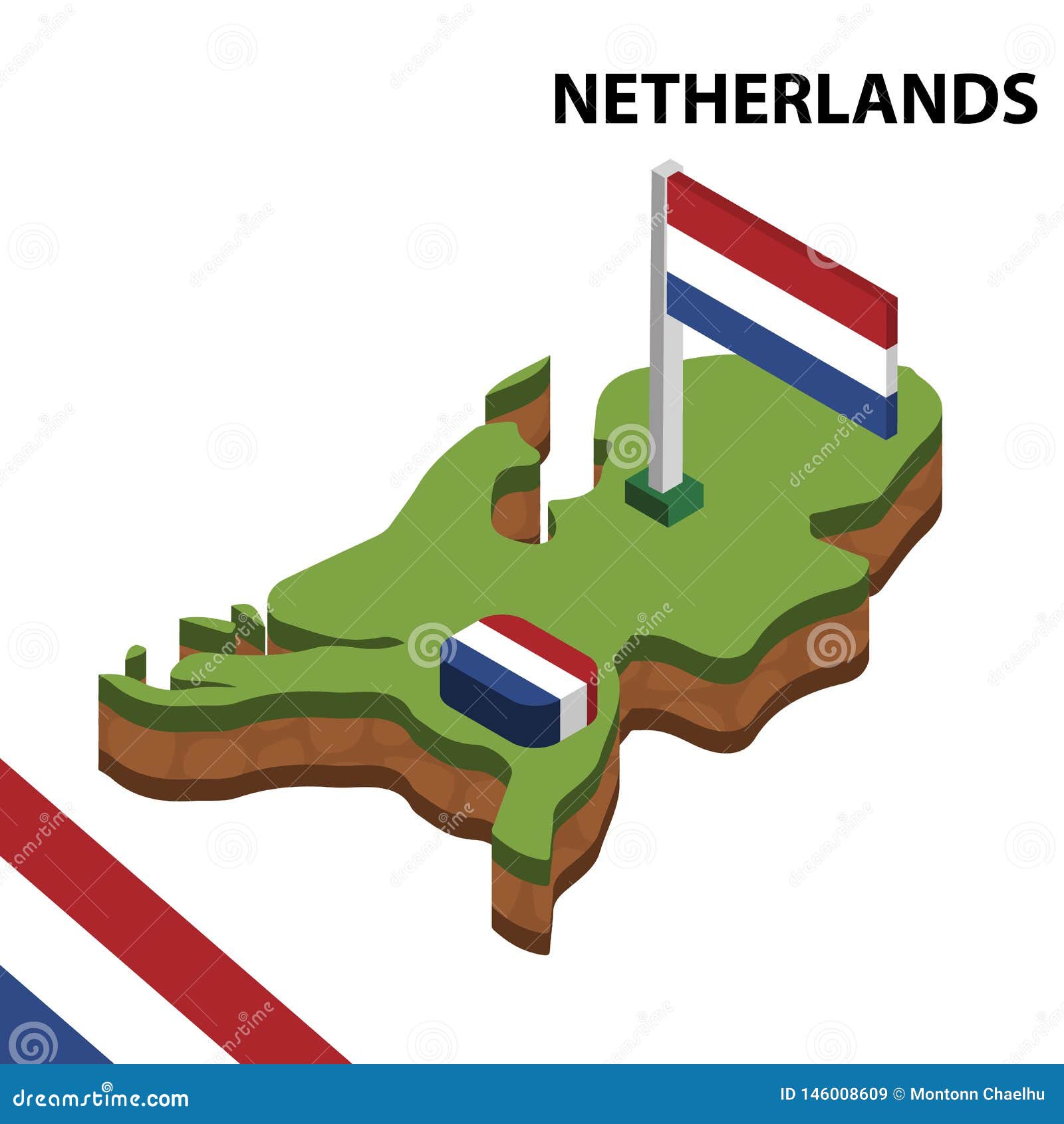 Info Graphic Isometric Map and Flag of NETHERLANDS. 3D Isometric Vector ...