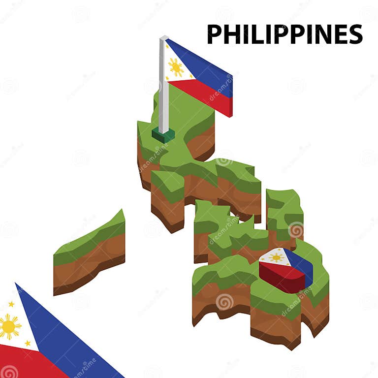 Info Graphic Isometric Map and Flag of PHILIPPINES. 3D Isometric Vector ...