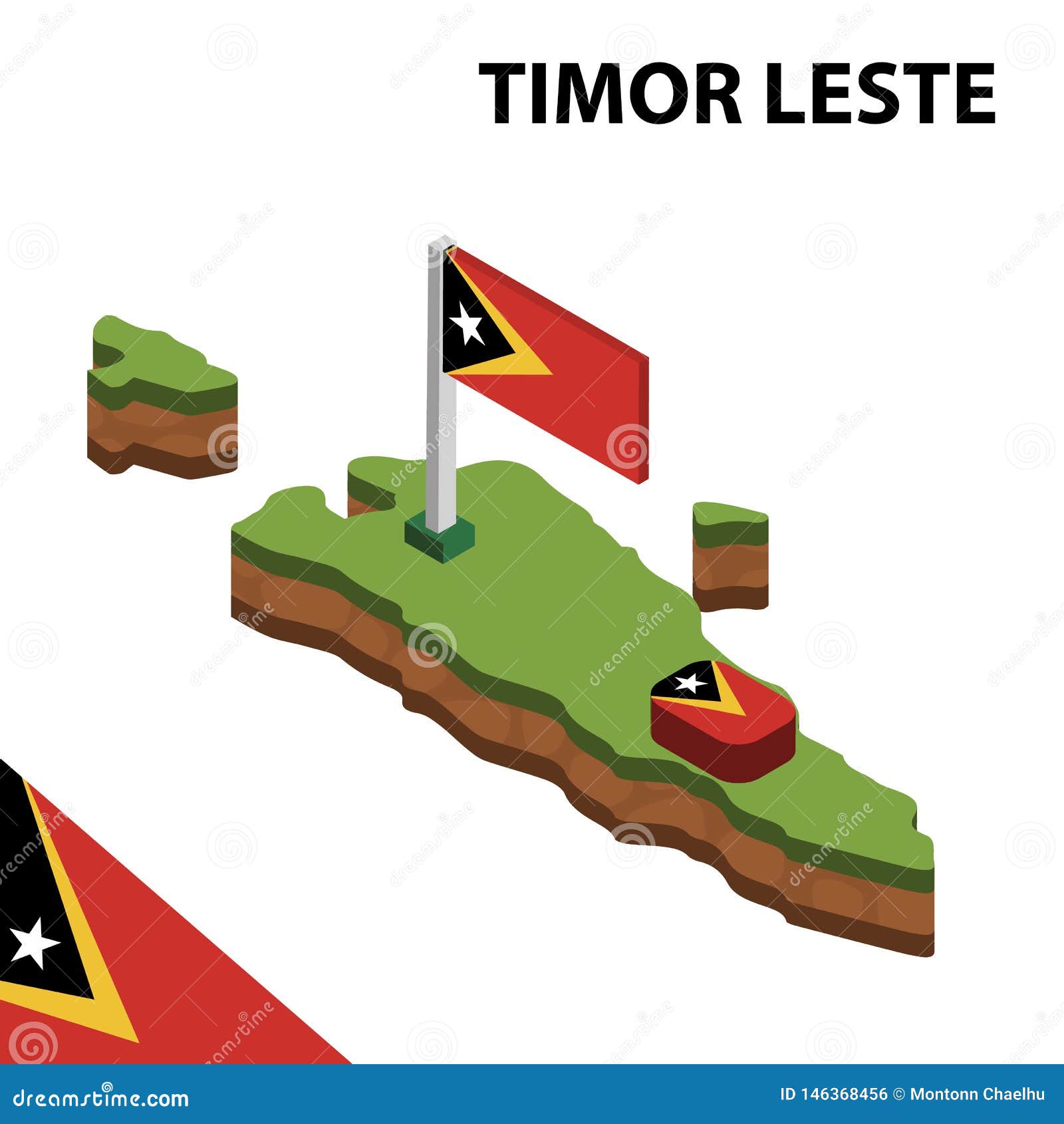 Info Graphic Isometric Map and Flag of TIMOR LESTE. 3D Isometric Vector ...