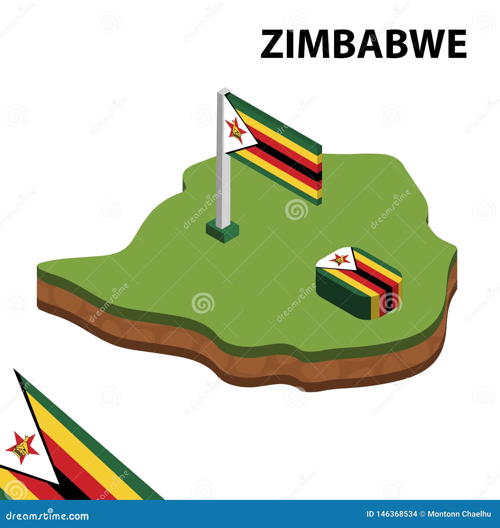 Info Graphic Isometric Map and Flag of ZIMBABWE. 3D Isometric Vector ...