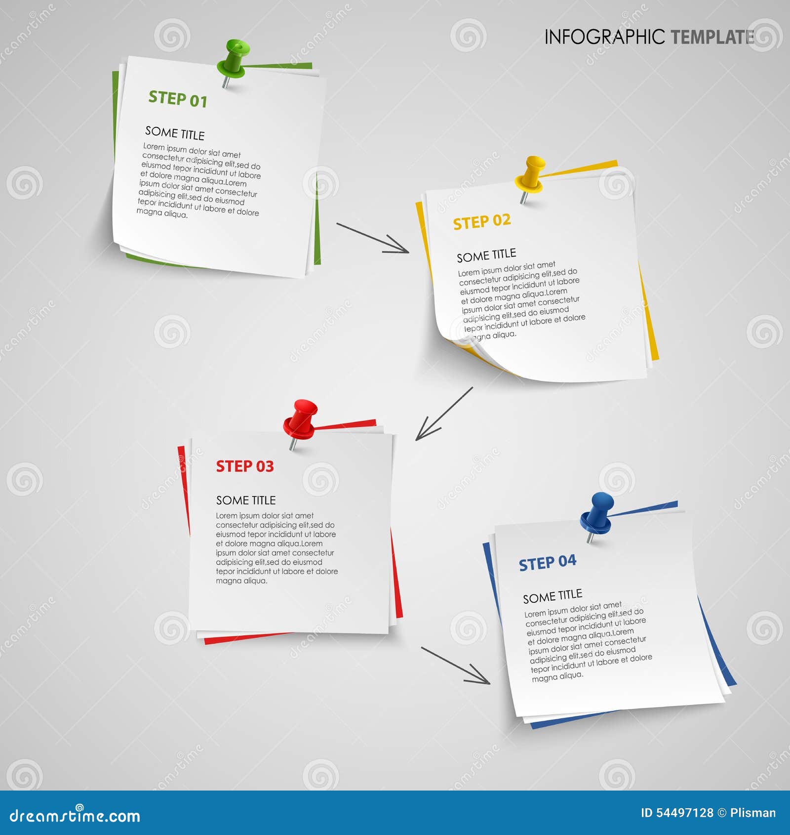 Info Graphic with Note Paper Template Stock Vector - Illustration of ...