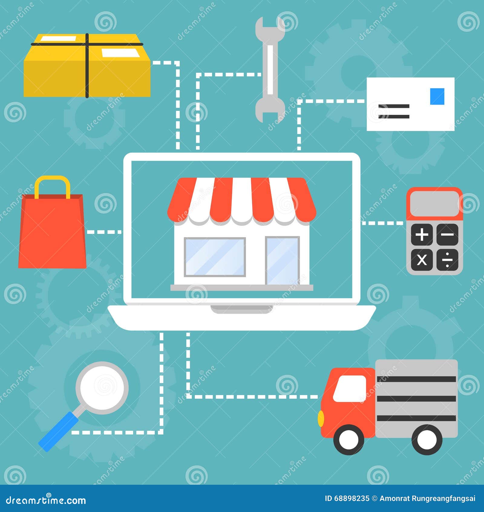 Info Graphic Open Shop on E Commerce Stock Vector - Illustration of ...