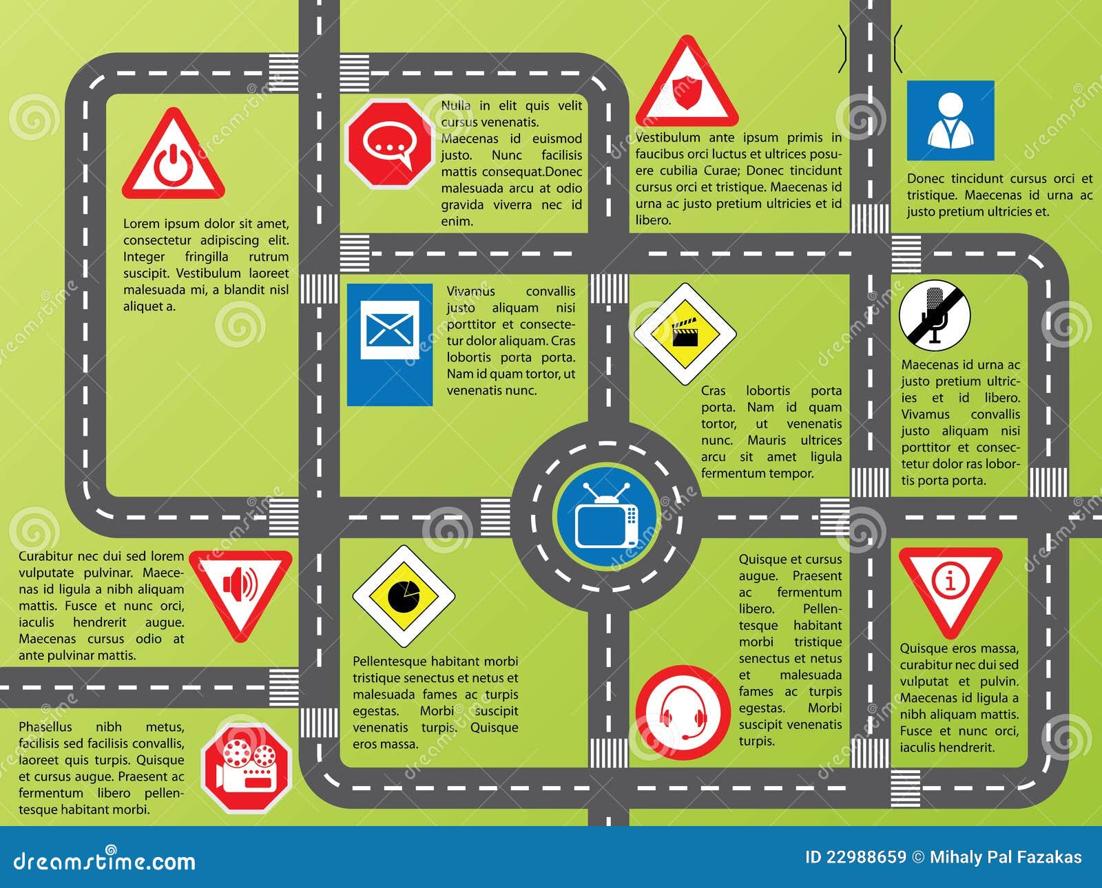 Info Graphic with Roads and Stylish Signs Stock Vector - Illustration ...