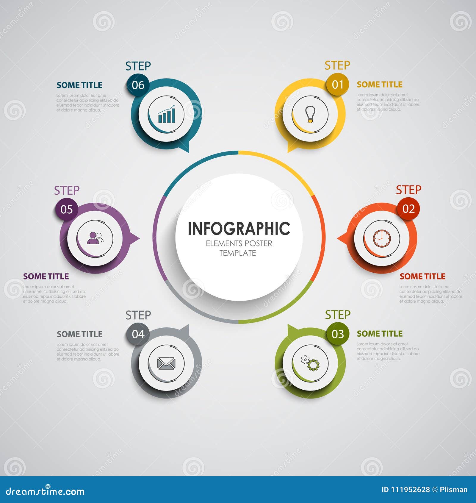 Info Graphic with Round Color Design Elements Indicators Template Stock ...