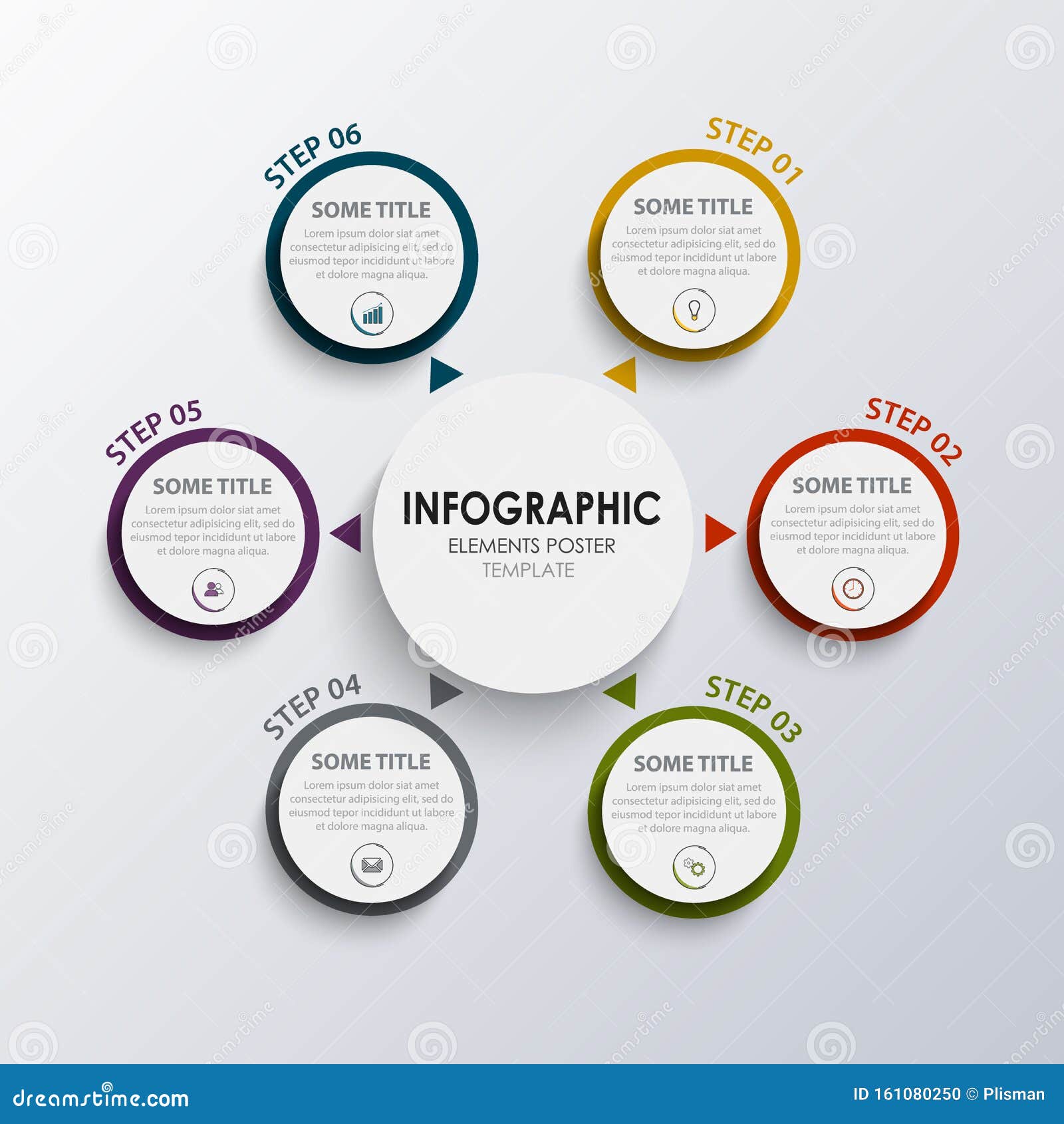 Info Graphic with Round Design Pointers Around Template Stock Vector ...