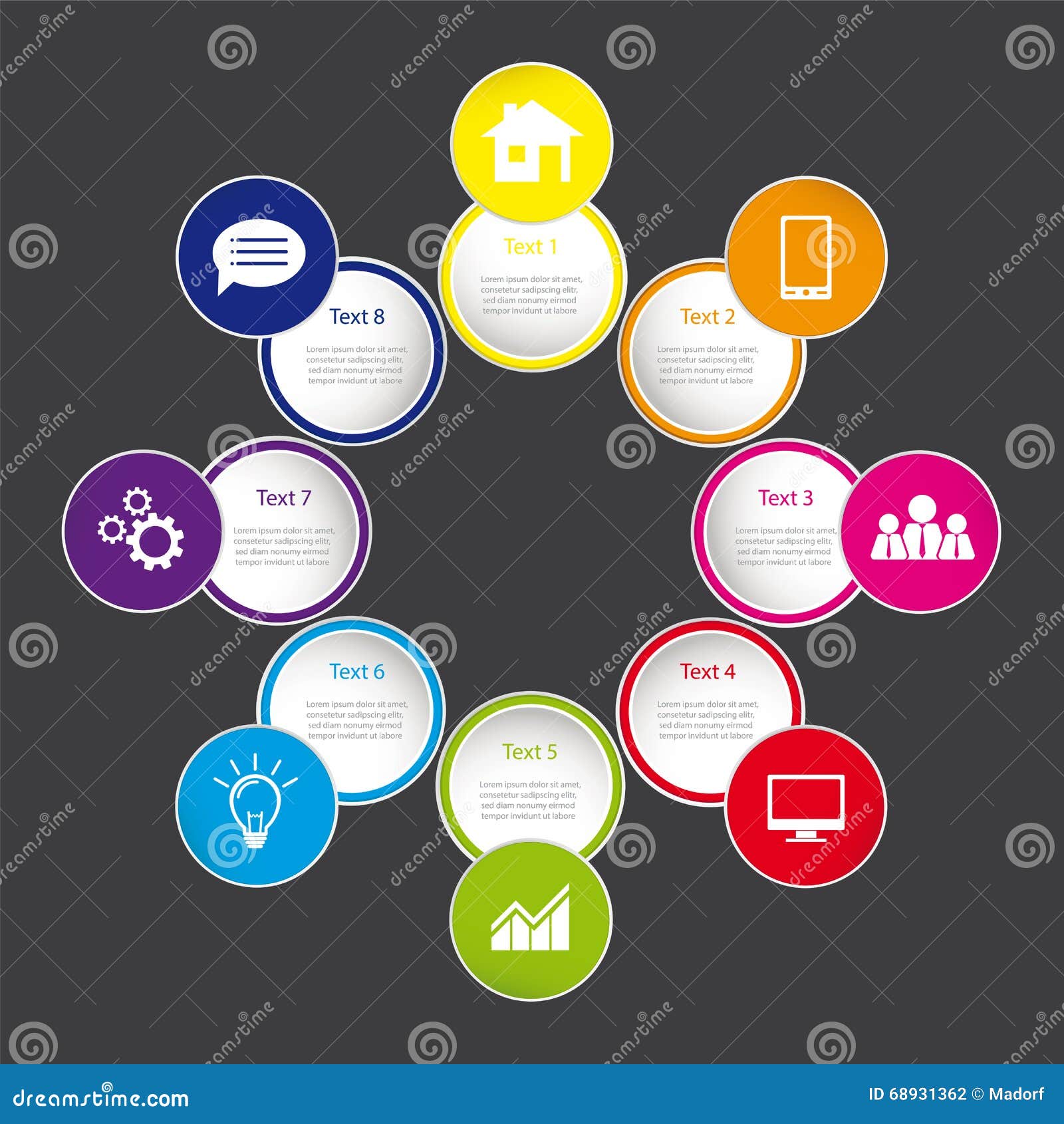 Info Graphic with Web Icons on Round Buttons, Stock Vector ...