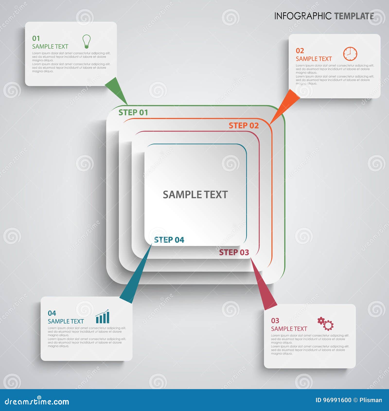Info Graphic with White Abstract Square Pointers Template Stock Vector ...