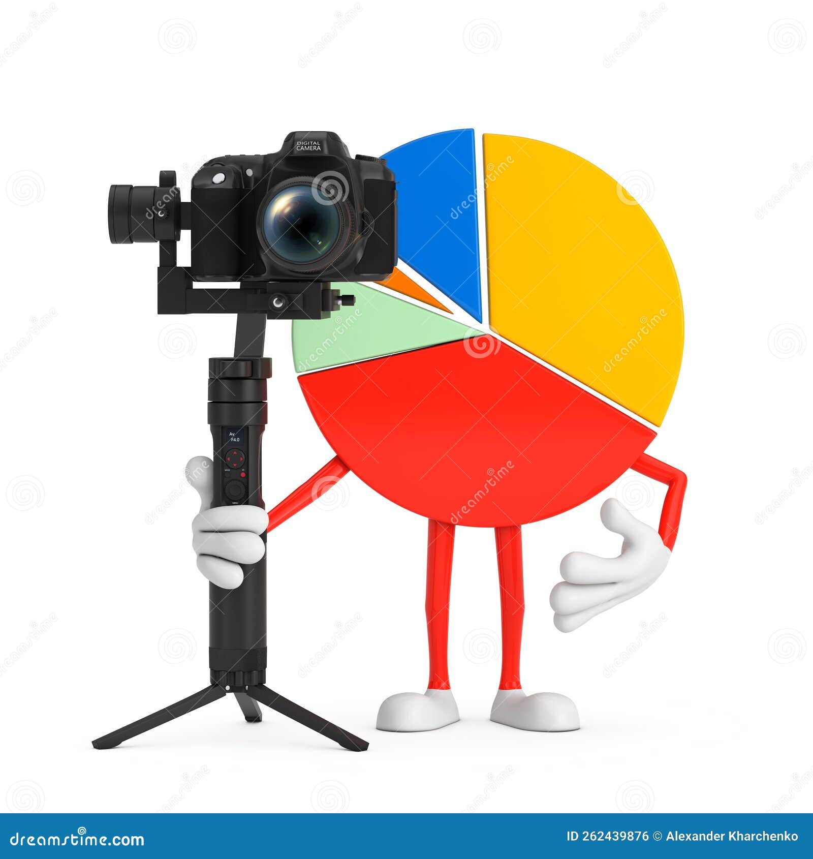 Info Graphics Business Pie Chart Character Person with DSLR or Video ...