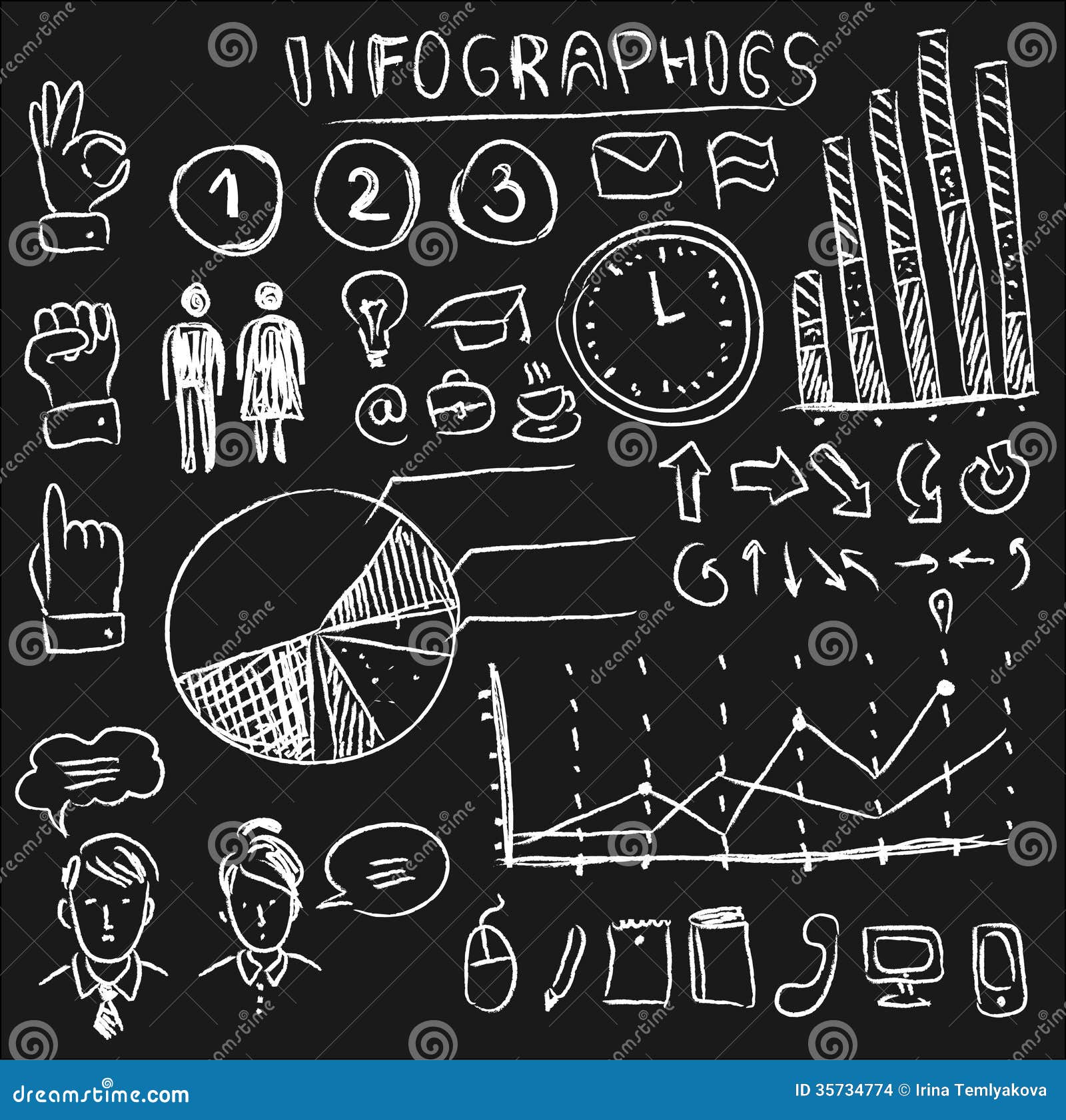 Info graphics doodle set stock vector. Illustration of drawn - 35734774
