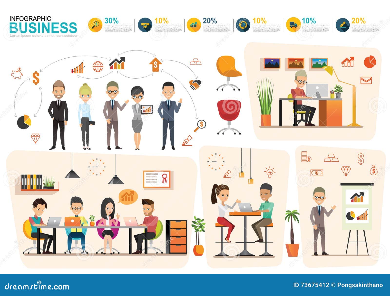Info Graphics Set with Effective Business Planning and Working Stock ...