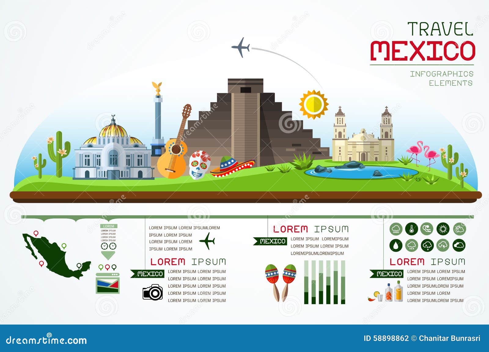 Info Graphics Travel and Landmark Mexico Template Design. Stock Vector ...