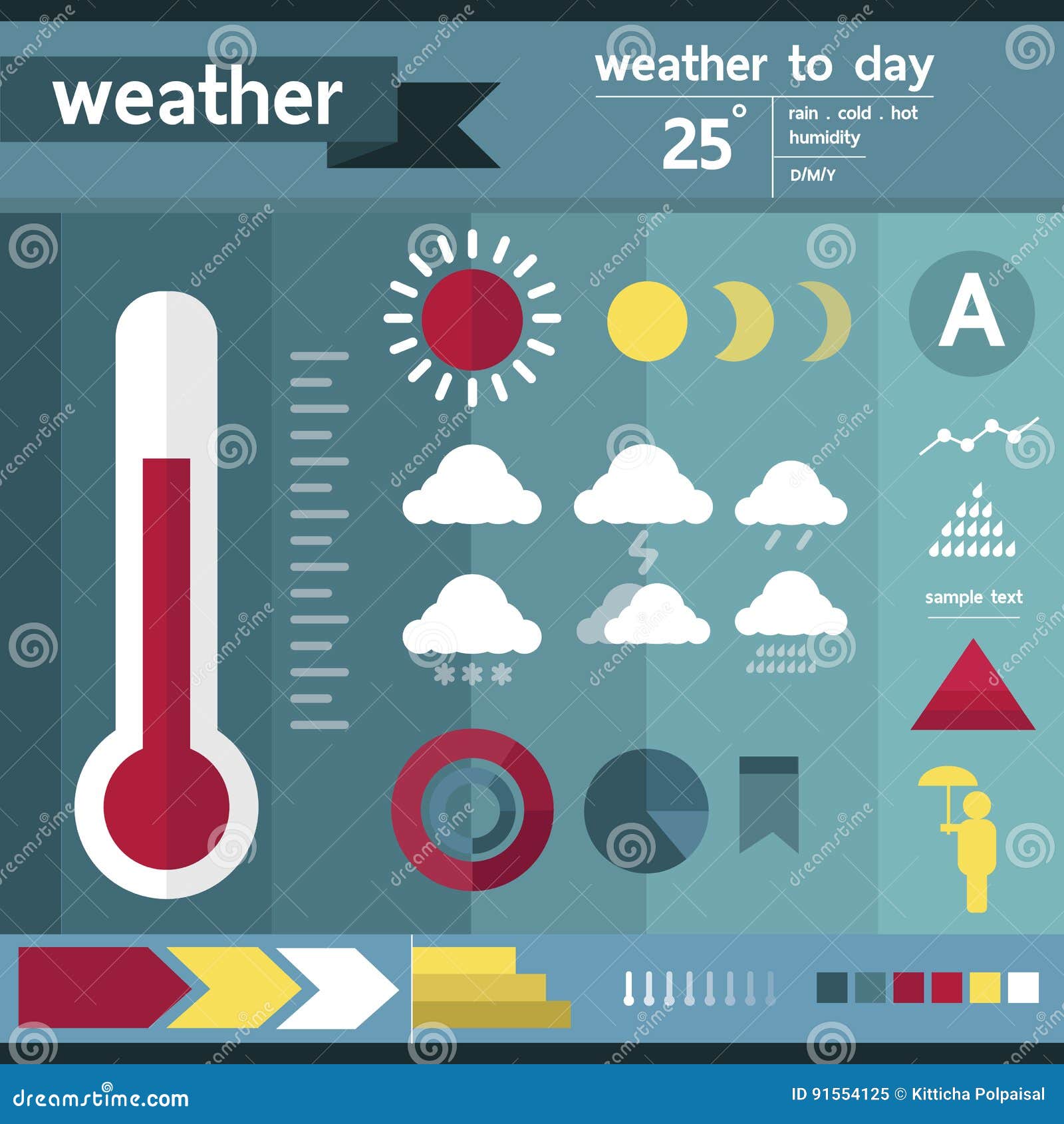 Info-graphics Weather Flat Design, Vector Stock Vector - Illustration ...