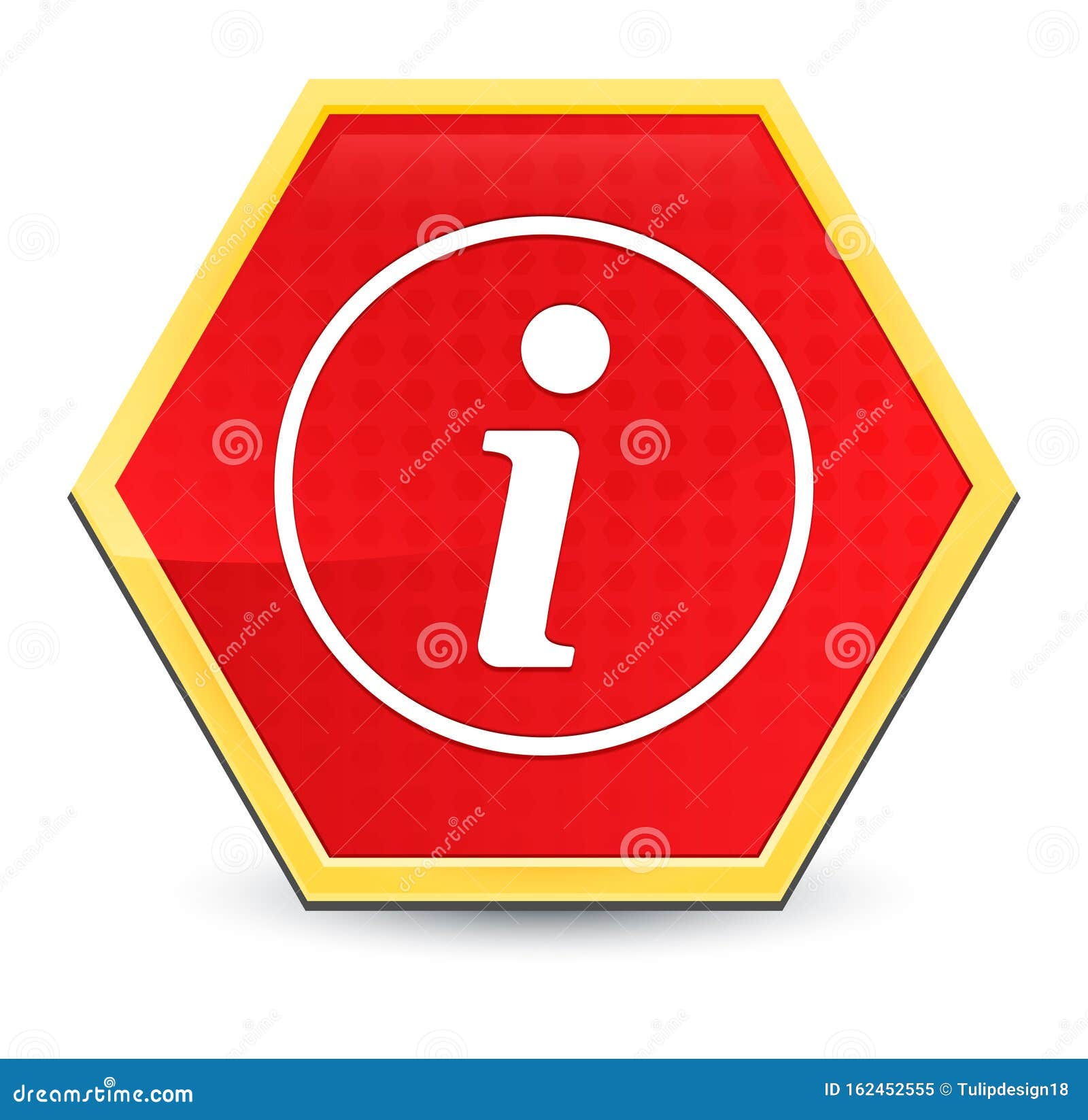 Info Icon Abstract Red Hexagon Button Bright Yellow Frame Elegant ...