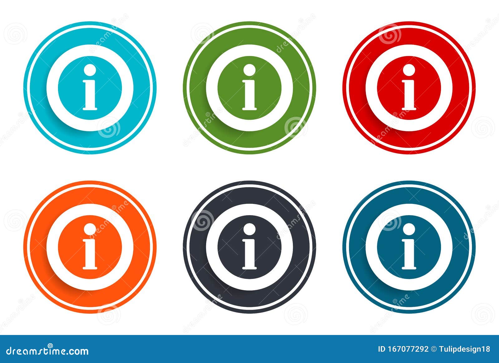 Info Icon Flat Vector Illustration Design Round Buttons Collection 6 ...