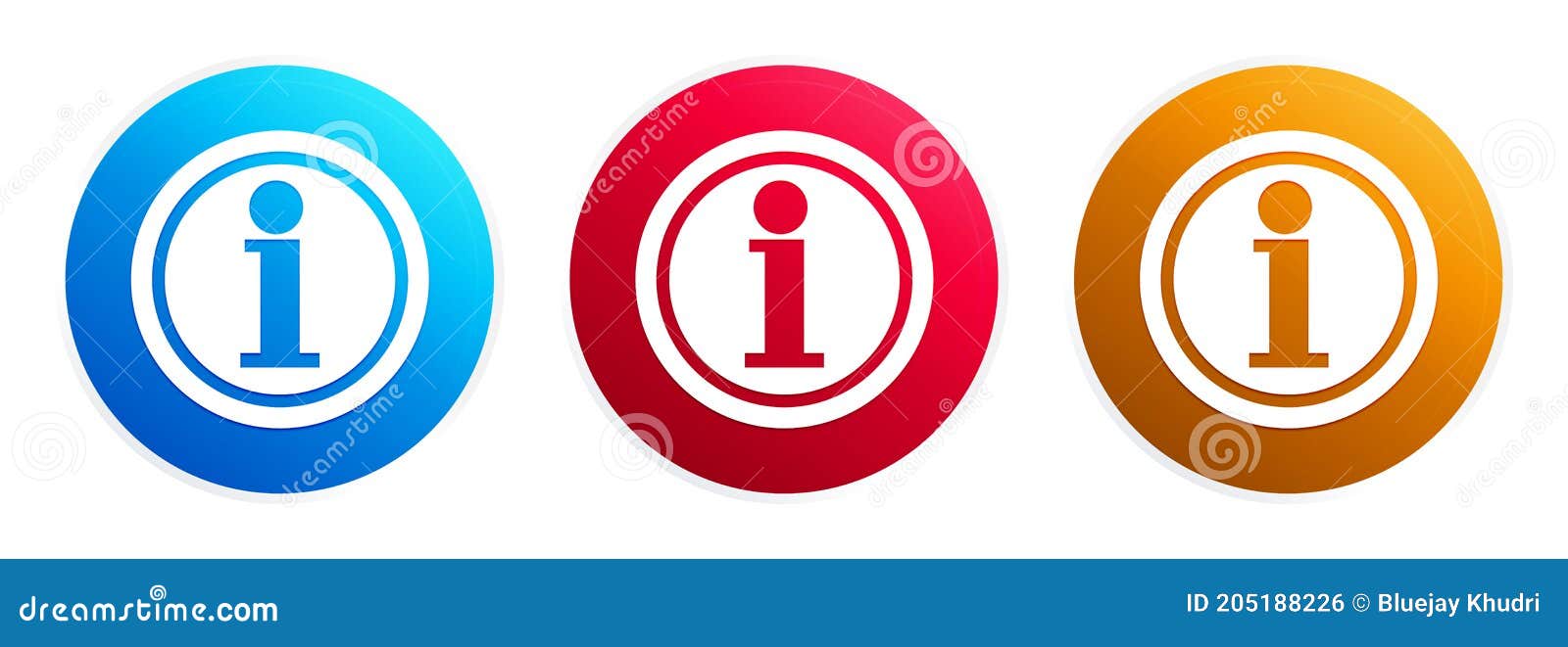 Info Icon Premium Trendy Round Button Set Stock Vector - Illustration ...