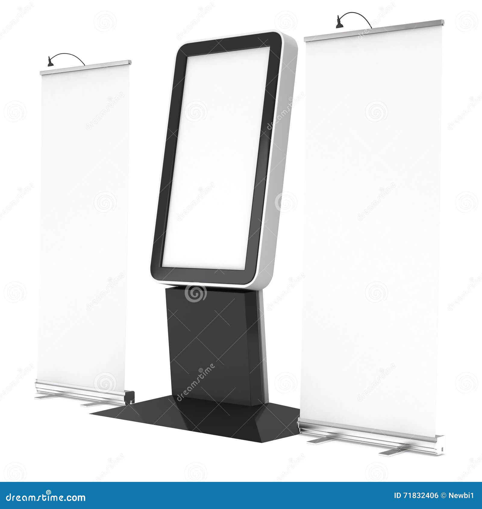 Info LCD Screen Floor Stand with Roll-up Banners. Stock Illustration ...