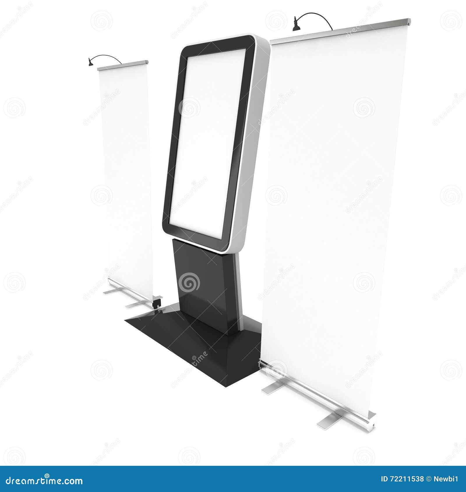 Info LCD Screen Floor Stand with Roll-up Banners. Stock Illustration ...