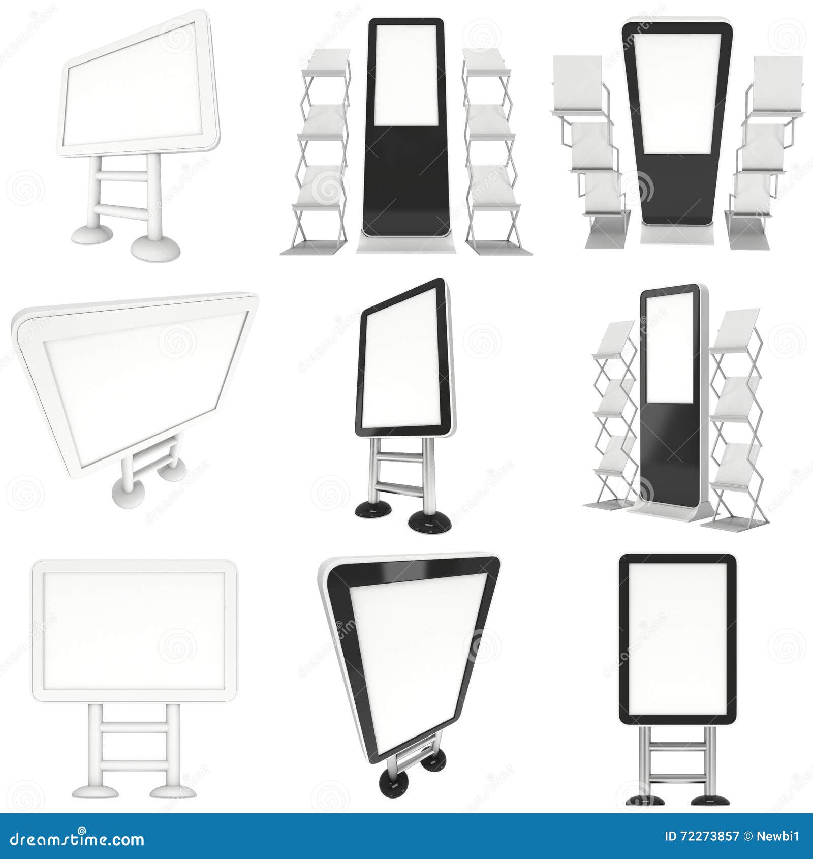 LCD Screen Floor Stand With Roll-Up Pop-Up And Reception Desk. Stock ...