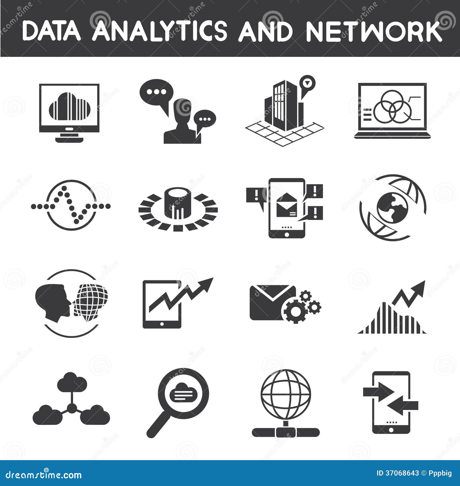 Data Analytic Icon Set , Visualization Chart And Graph With Data ...