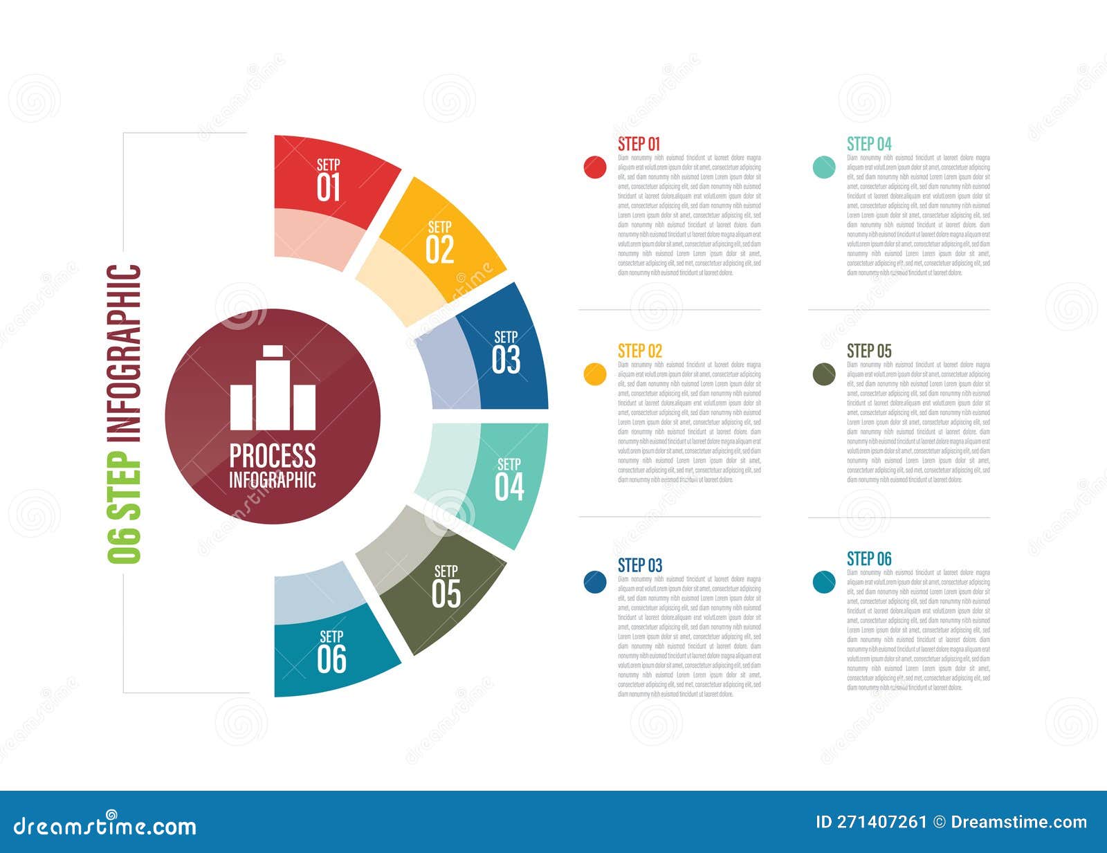 Half Circle Pie Charts for Infographics. Elements with 4 To 10 Steps ...