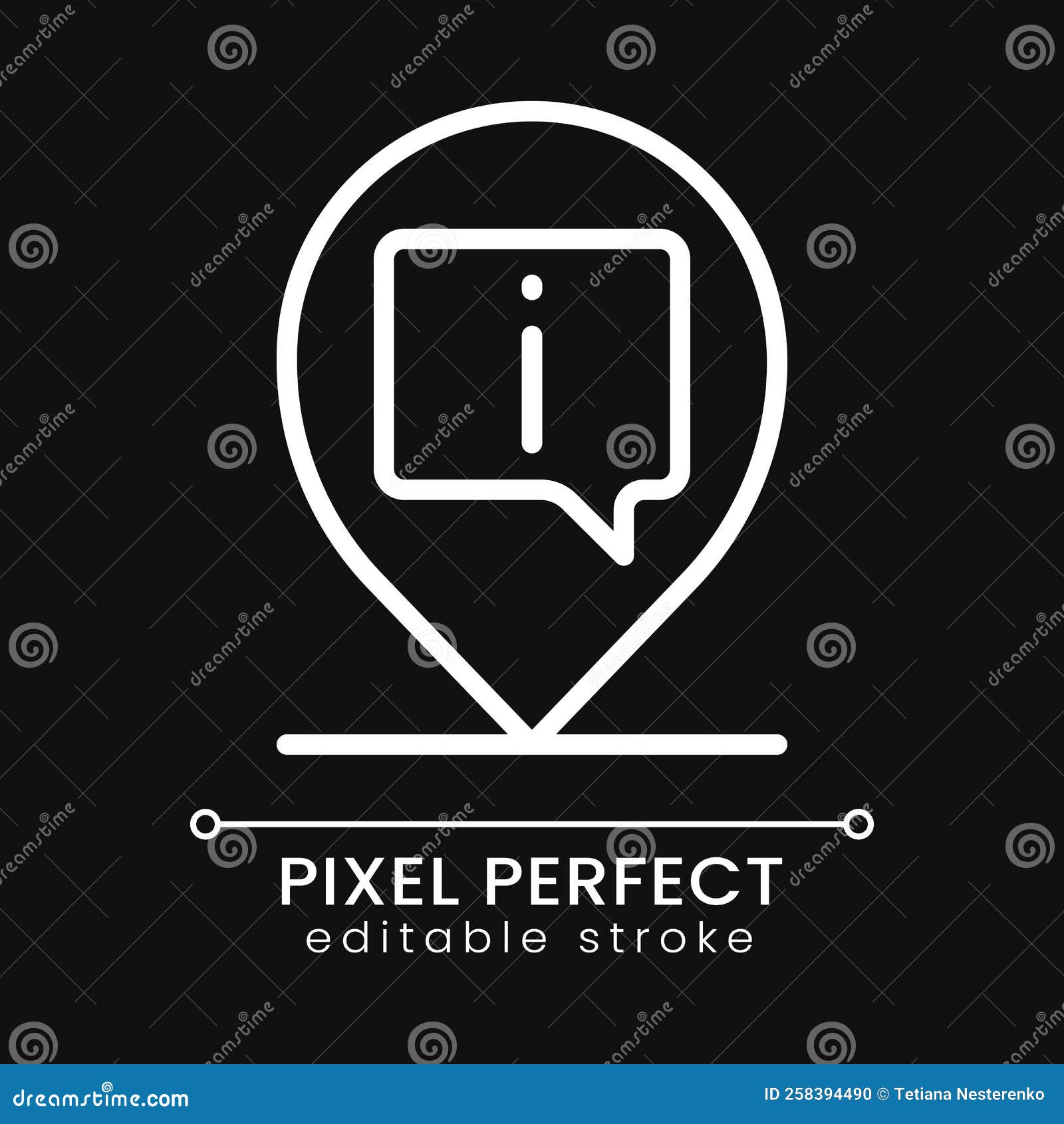Info Pin Pixel Perfect White Linear Icon for Dark Theme Stock Vector ...