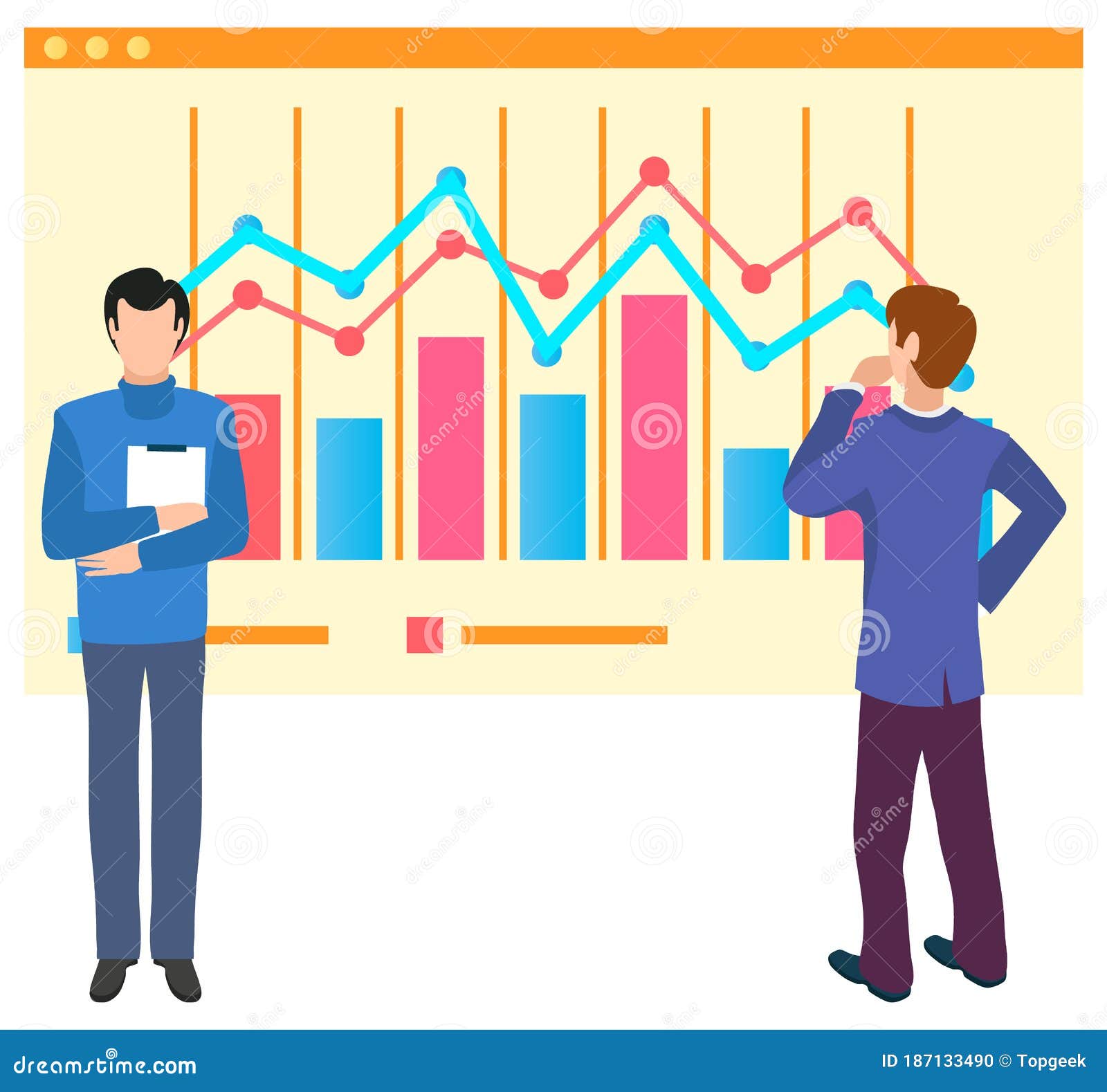 People Analysing Data and Information on Screen Stock Vector ...