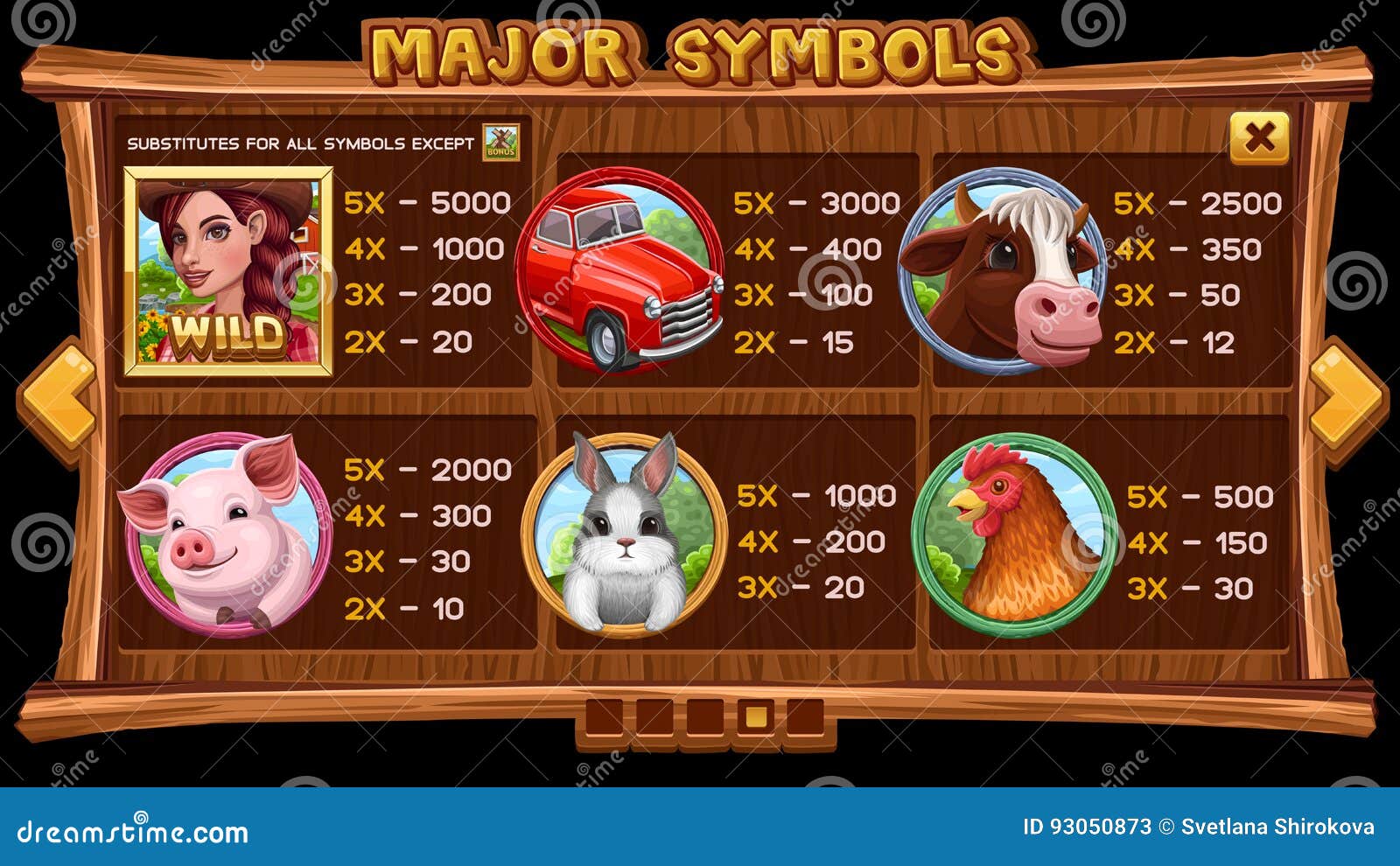 Info Screen for Slot Game on Wooden Background Stock Vector ...